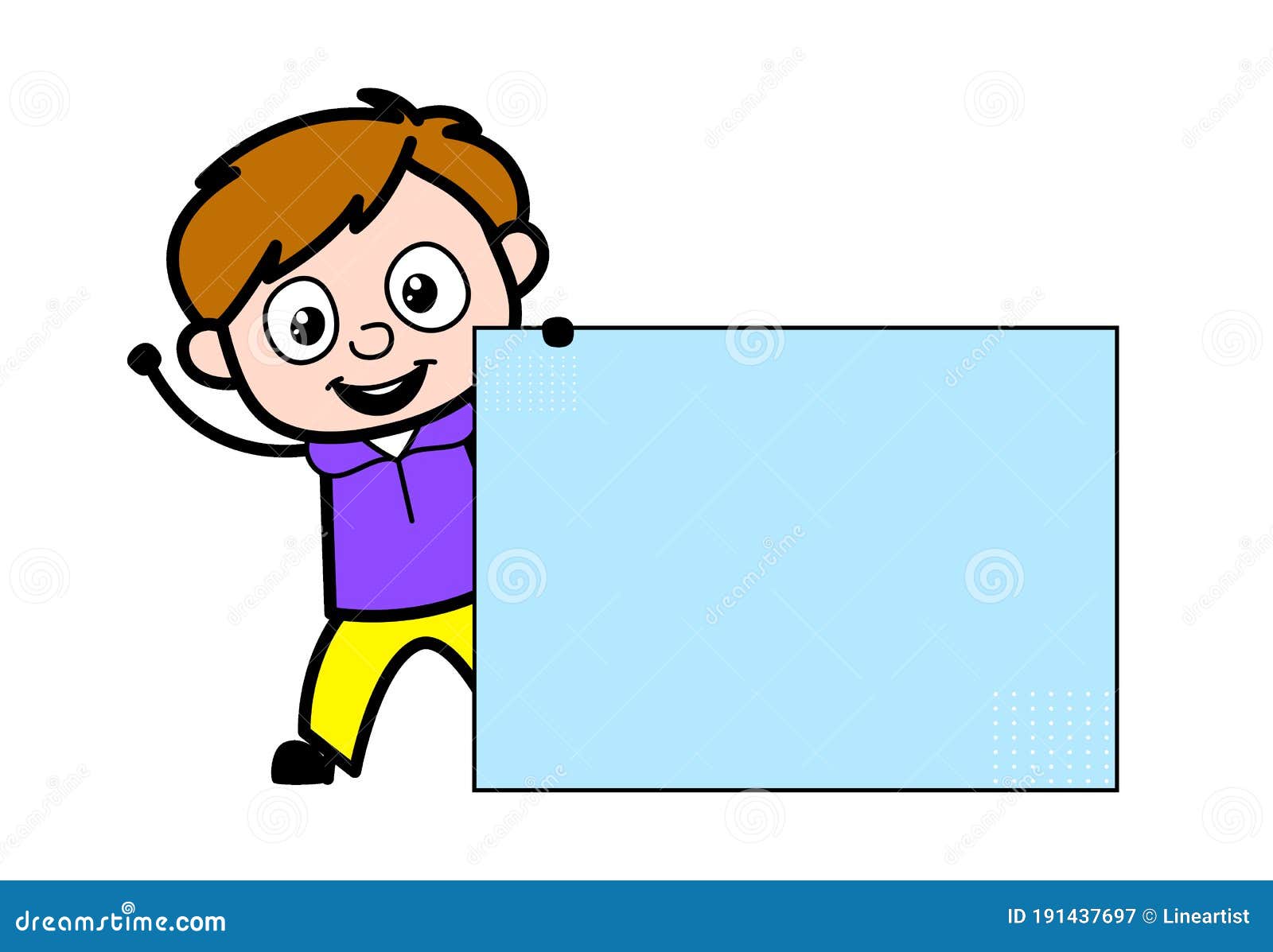 Cartoon Boy with Blank Banner Stock Illustration - Illustration of ...