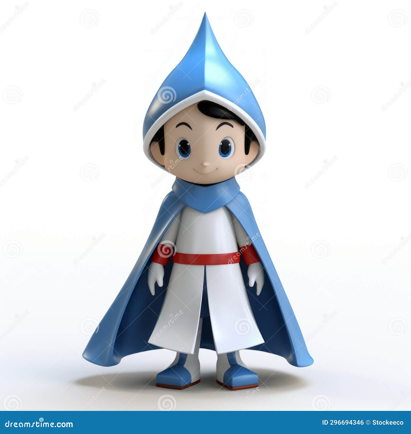 Charming 3d Model of Kid with Cloak in Azure Style Stock Illustration ...