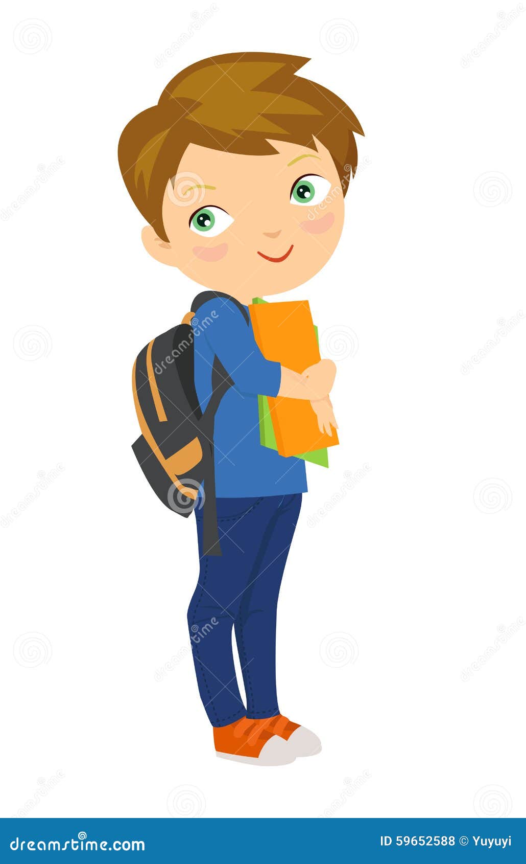 Cartoon Boy Bring Pile of Books Stock Vector - Illustration of flower ...