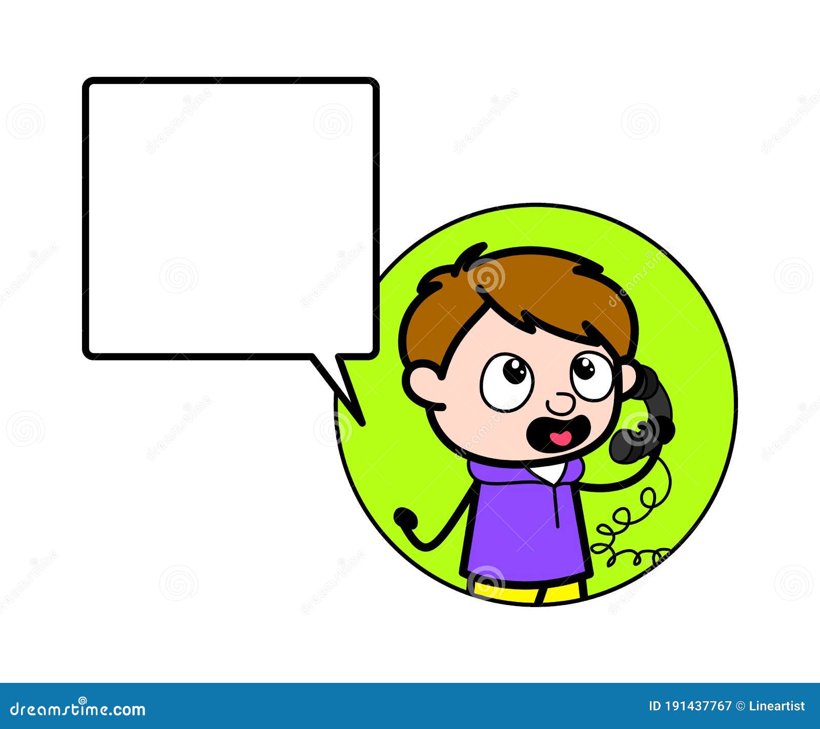 Cartoon Boy Calling on Cell Phone Stock Illustration - Illustration of ...