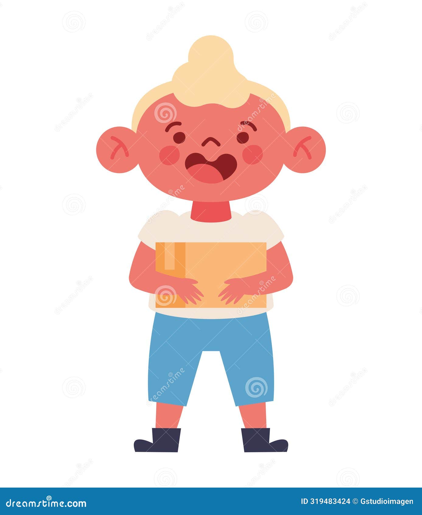 Cartoon Boy Carry Donation Box Stock Illustration - Illustration of ...