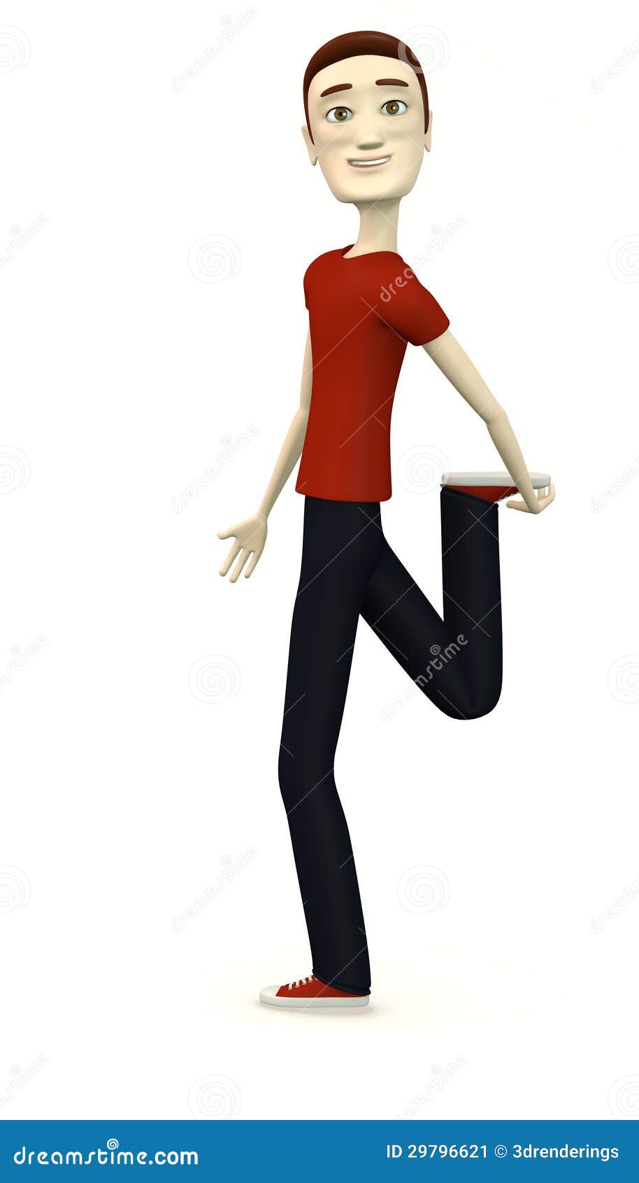 Cartoon Boy in Casual Clothes- Stretching Leg Stock Illustration ...