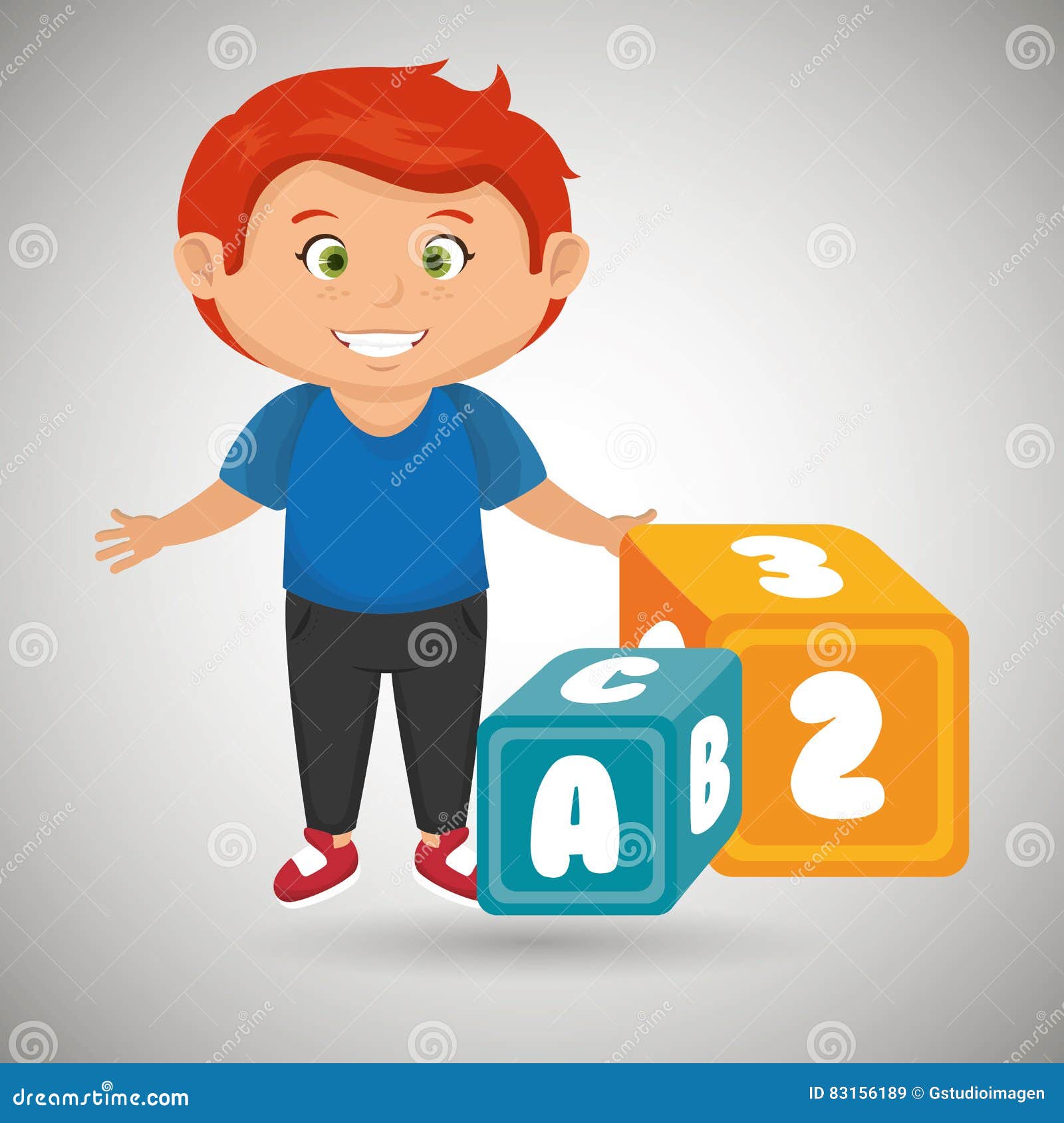 Cartoon boy cube alphabet stock illustration. Illustration of happy ...