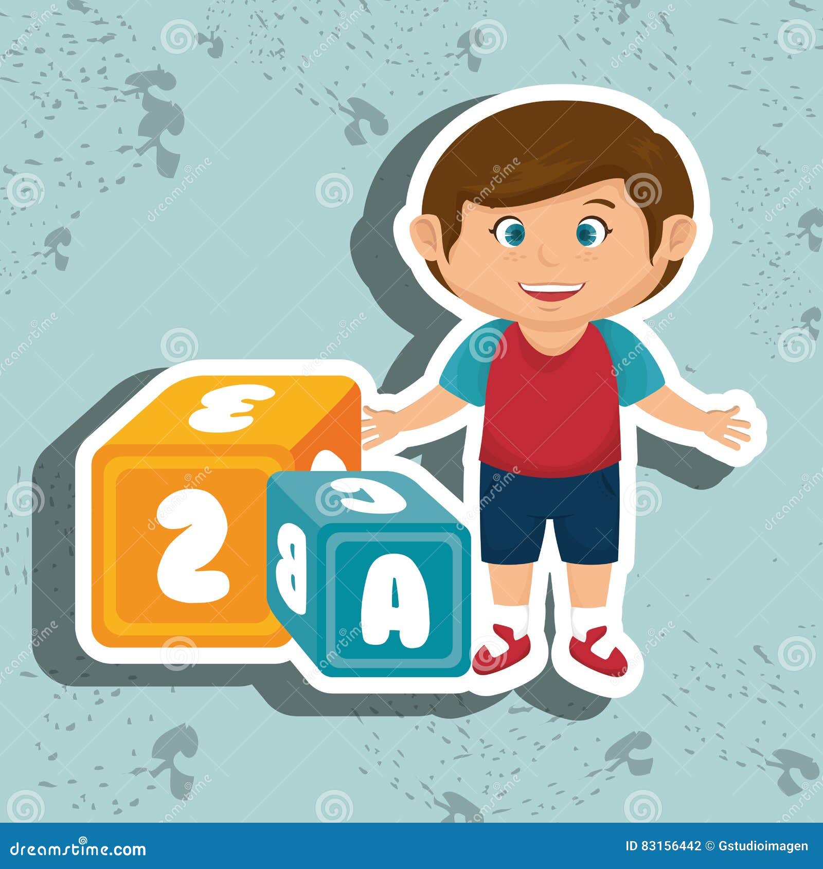Cartoon boy cube alphabet stock illustration. Illustration of basics ...