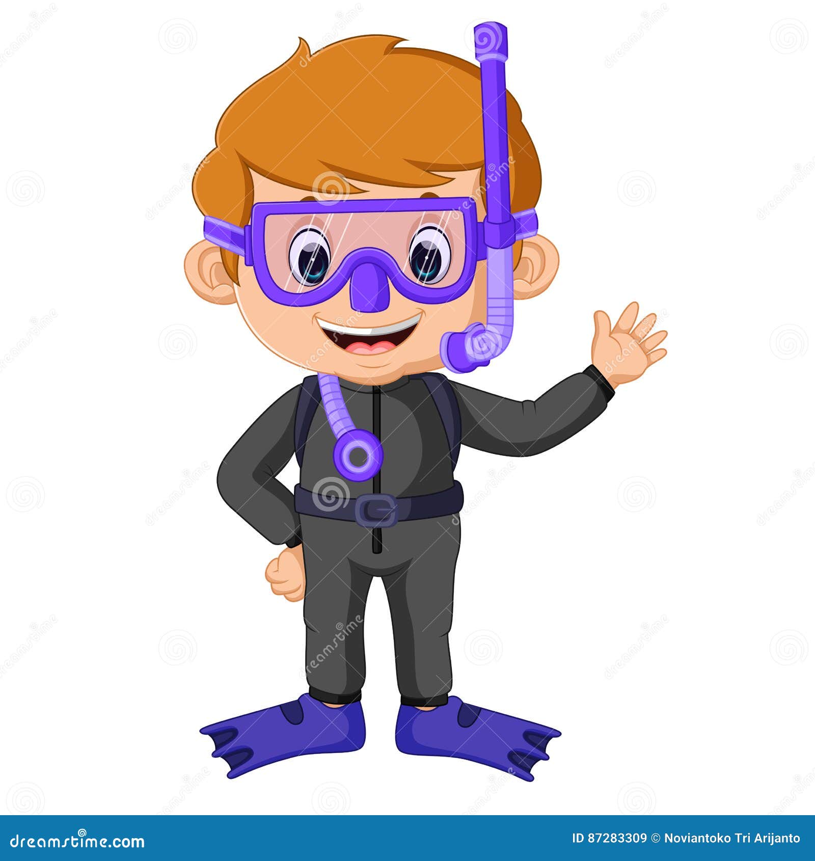 Cartoon boy diving stock vector. Illustration of sport - 87283309