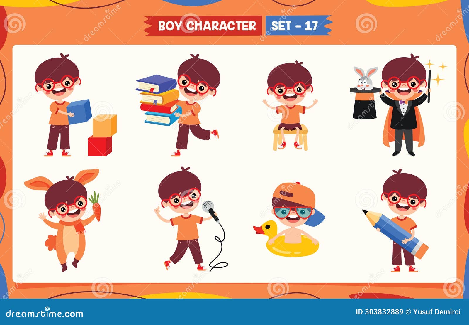 Cartoon Boy Doing Various Activities Stock Vector - Illustration of ...