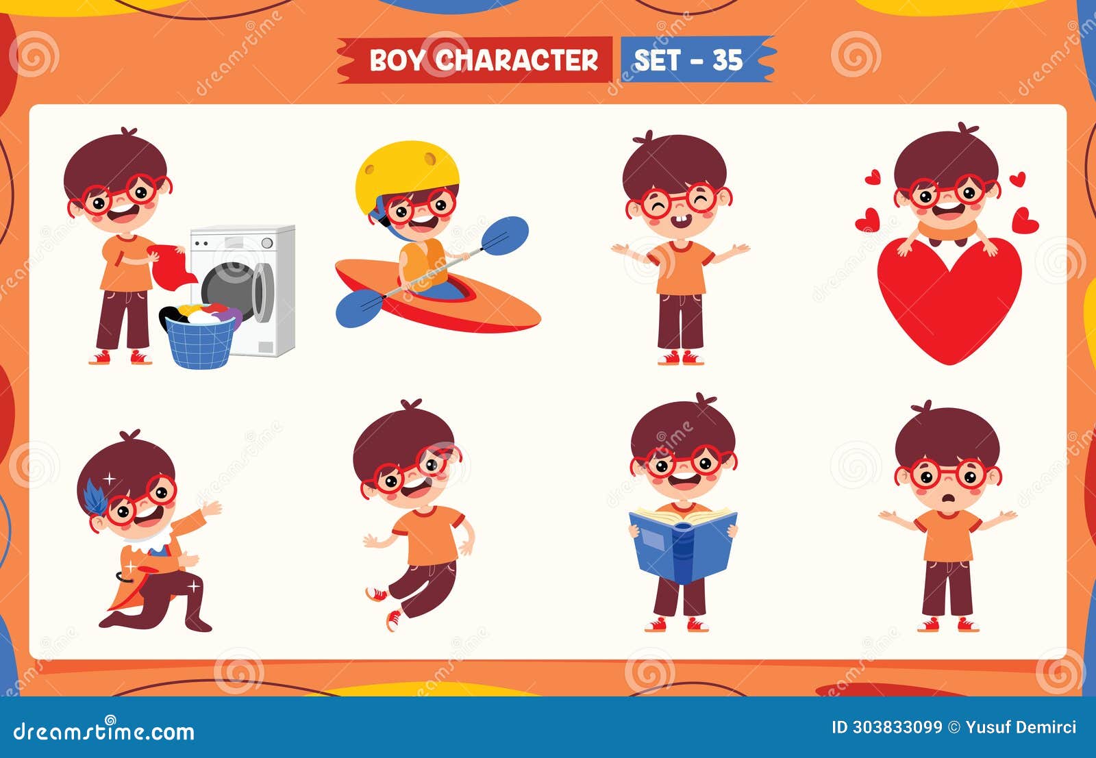 Cartoon Boy Doing Various Activities Stock Vector - Illustration of ...