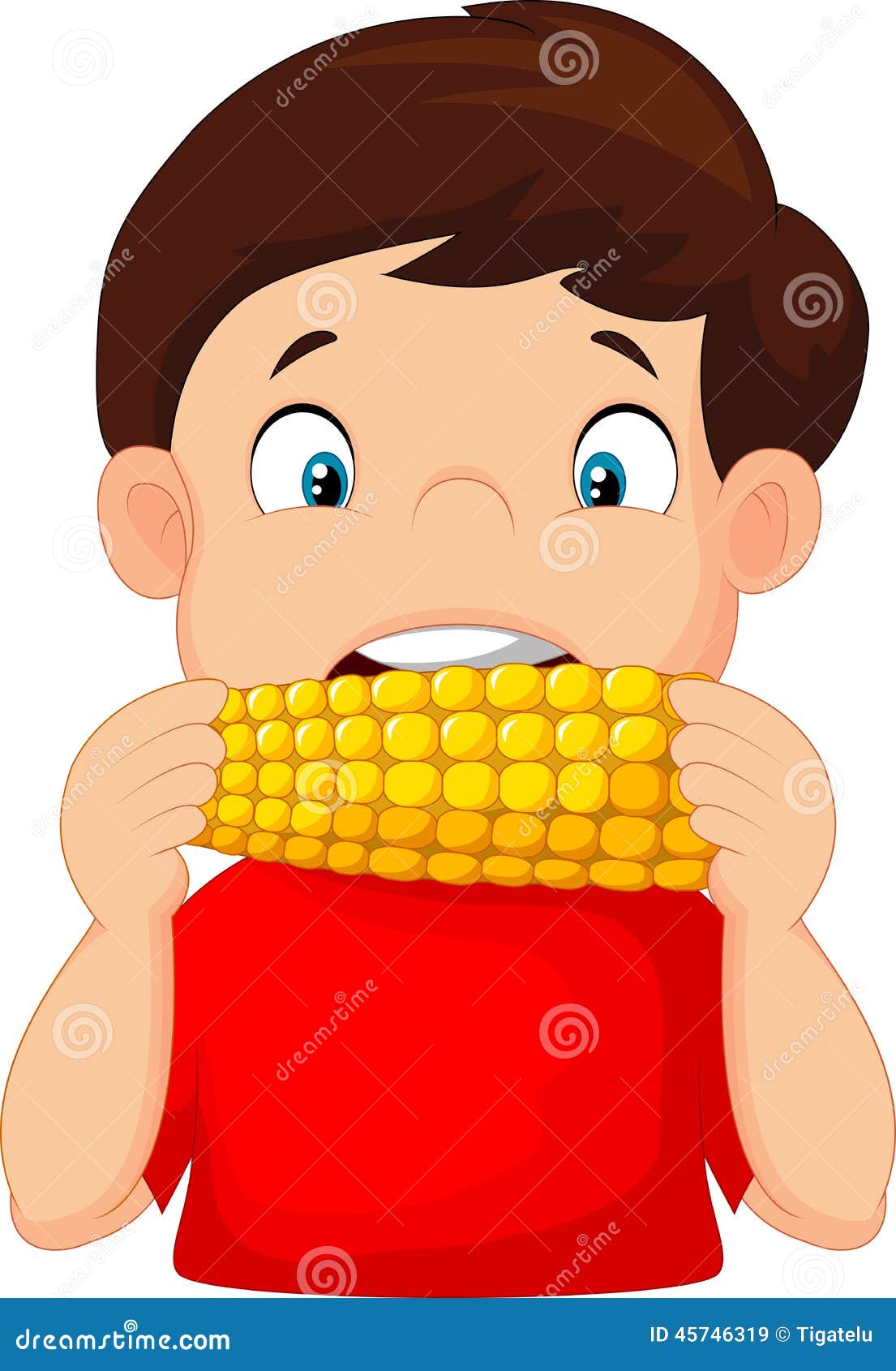 Cartoon Boy Eating Corn | CartoonDealer.com #45746319