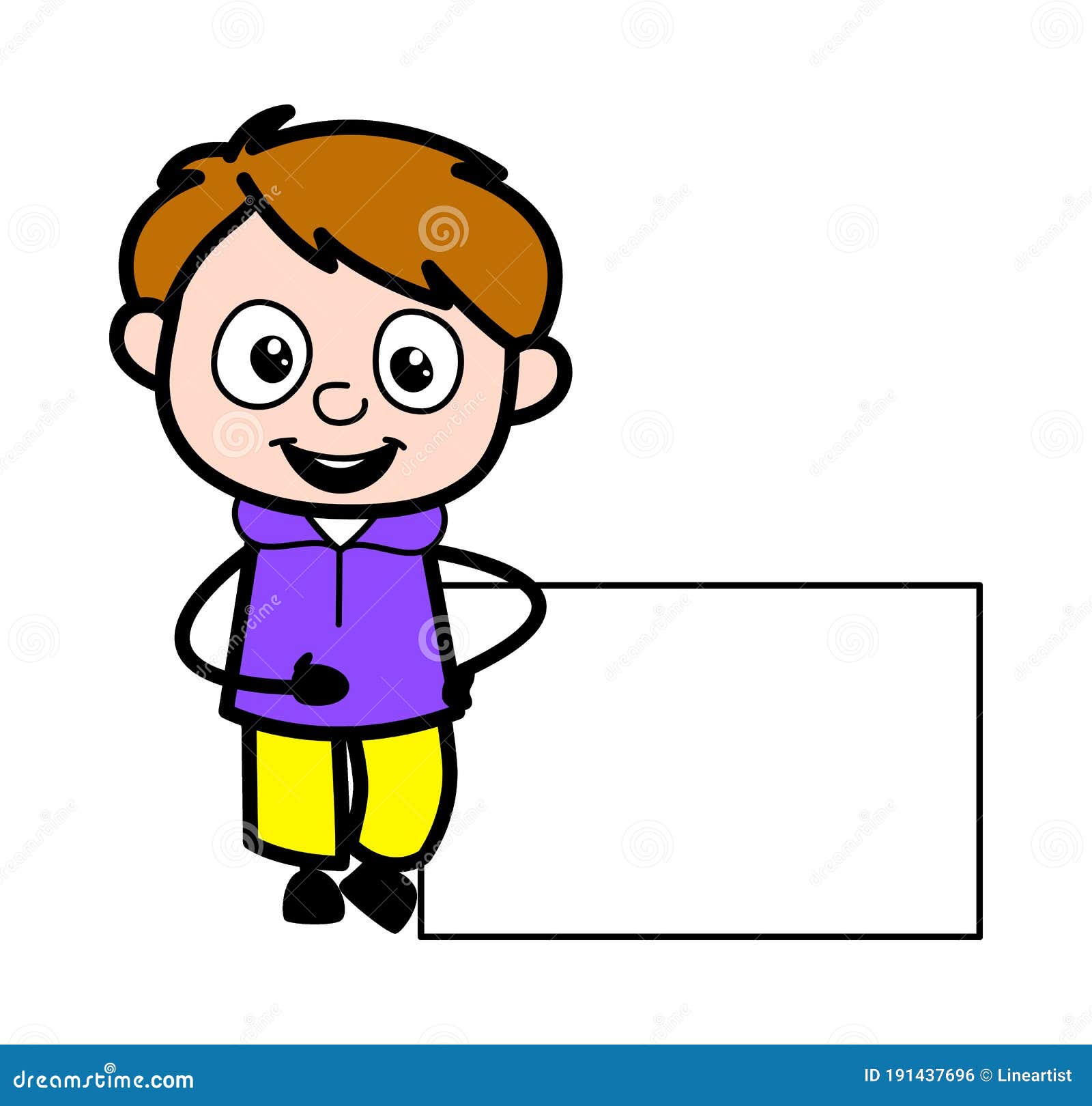 Cartoon Boy with Empty Banner Stock Illustration - Illustration of ...