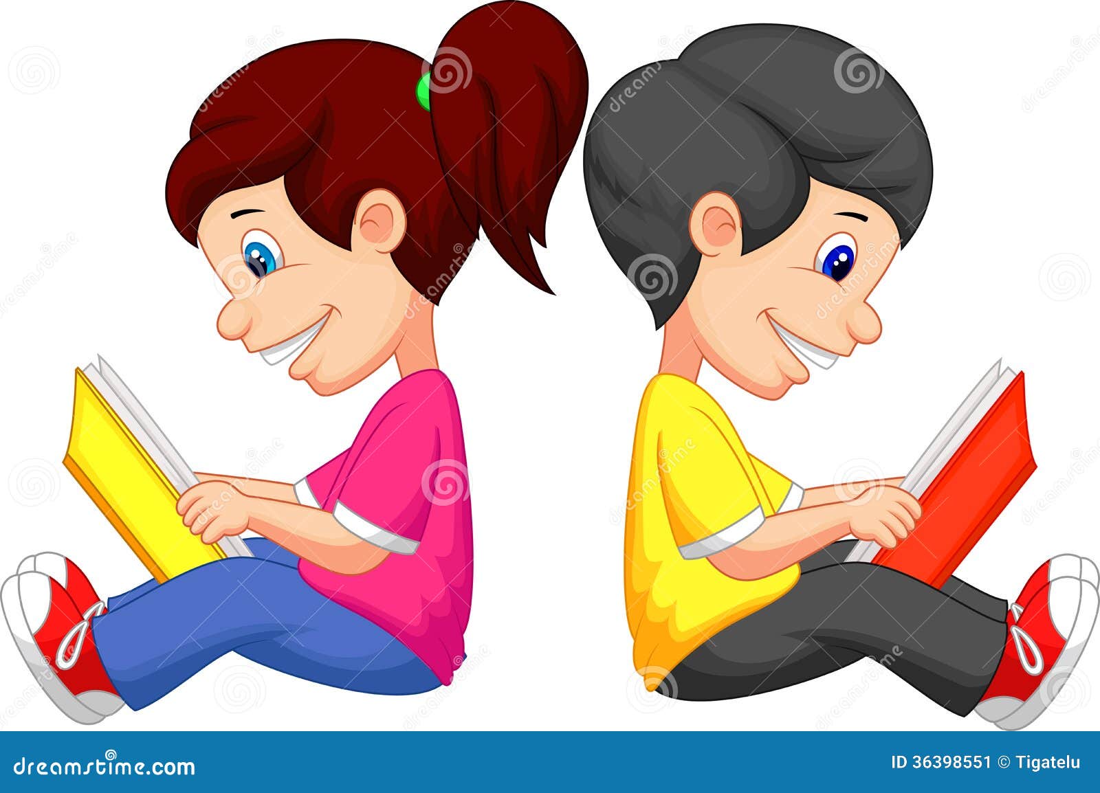 Cartoon Boy And Girl Reading Book | CartoonDealer.com #36398551 Cartoon Boy And Girl Reading Book | CartoonDealer.com #36398551