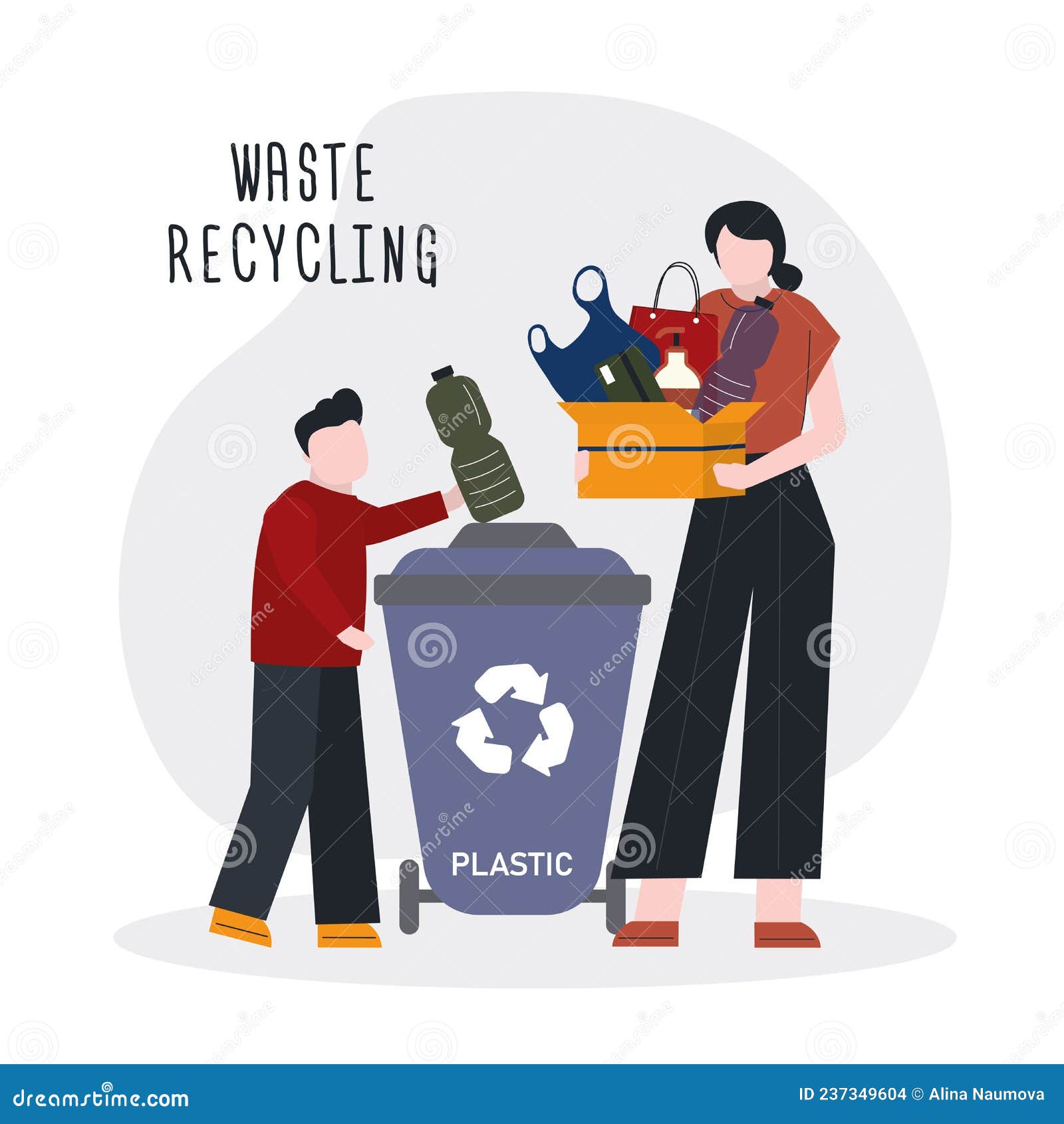 Family Sorting Garbage Into Garbage Collector Vector Illustration ... Family Sorting Garbage Into Garbage Collector Vector Illustration ...