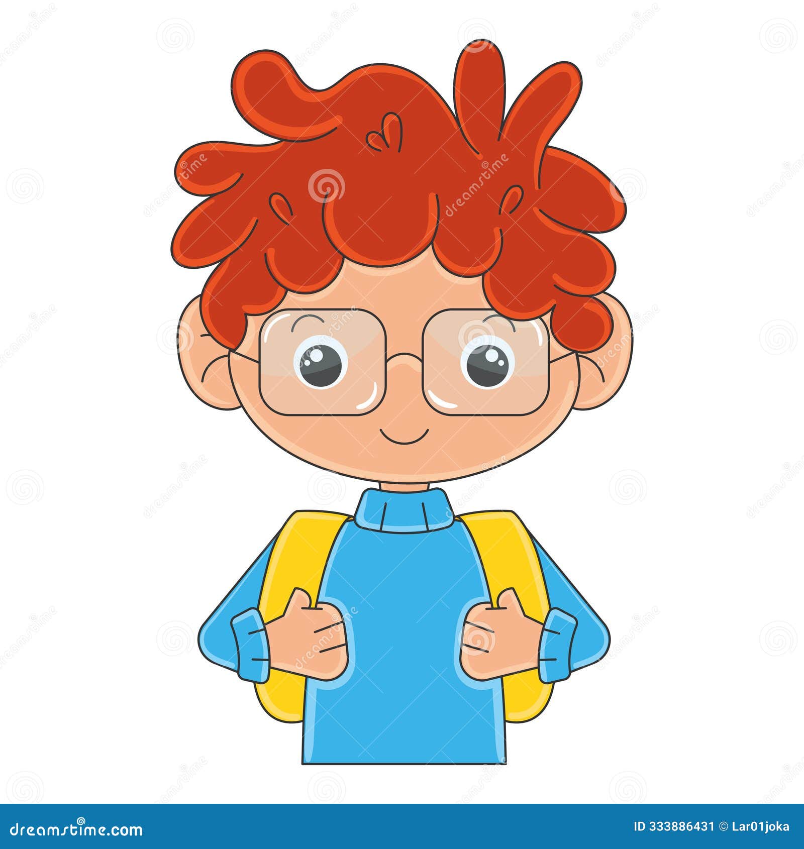 Cartoon Boy with Glasses and Backpack in Bright Colors Vector Stock ...