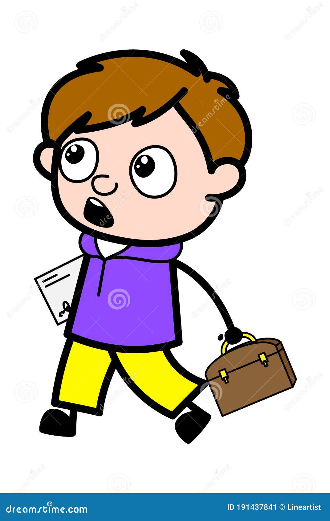 Cartoon Boy Going To Office Stock Illustration - Illustration of active ...