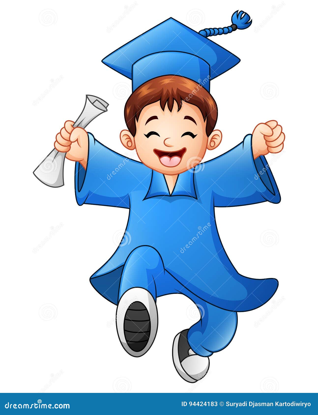 Cartoon boy graduation stock vector. Illustration of hands - 94424183