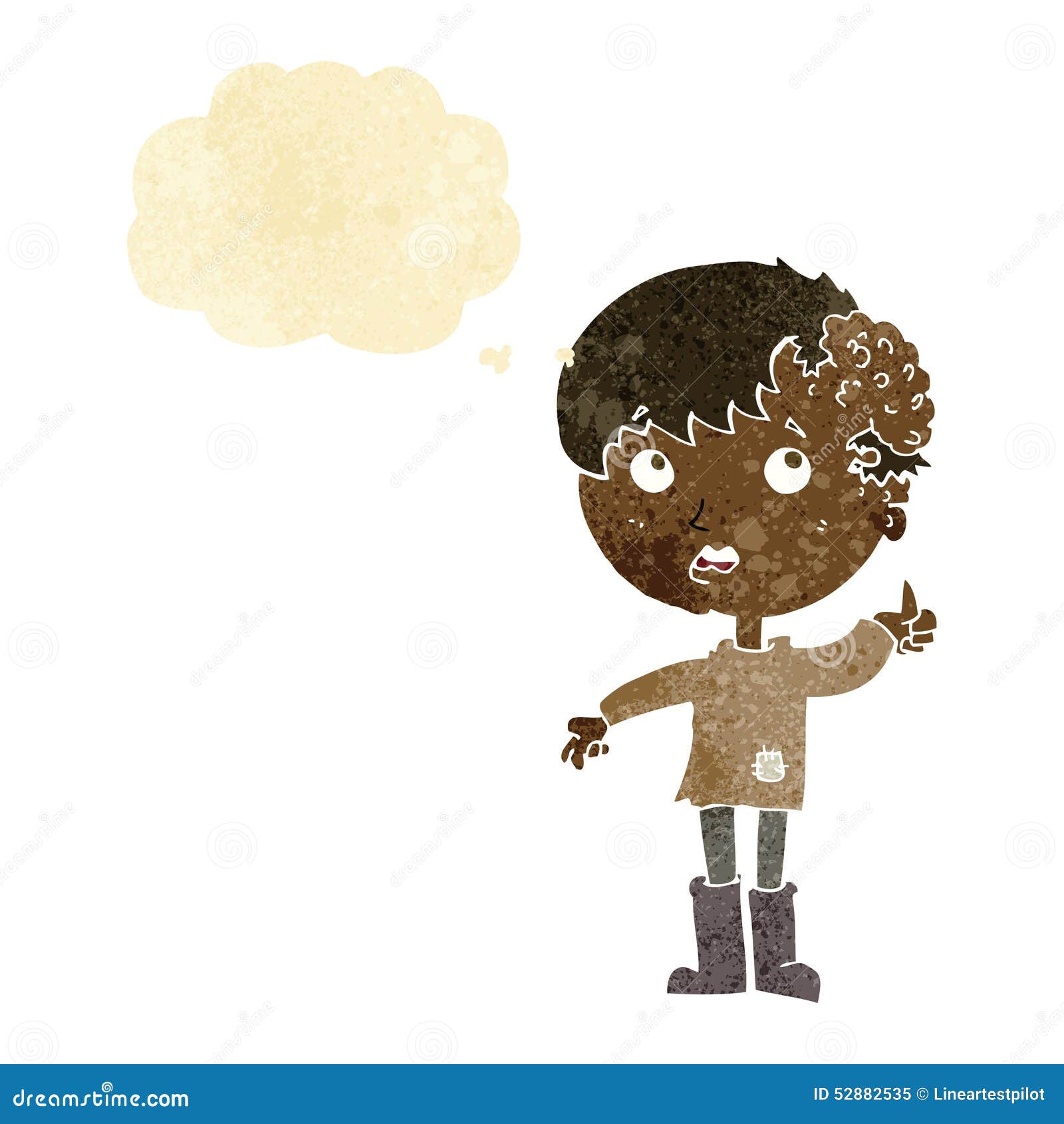 Cartoon Boy with Growth on Head with Thought Bubble Stock Illustration ...