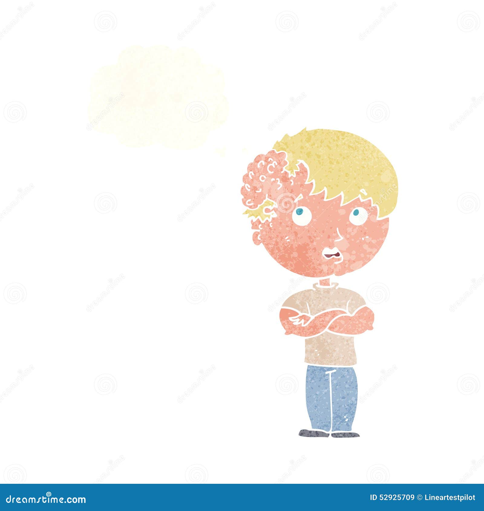Cartoon Boy with Growth on Head with Thought Bubble Stock Illustration ...