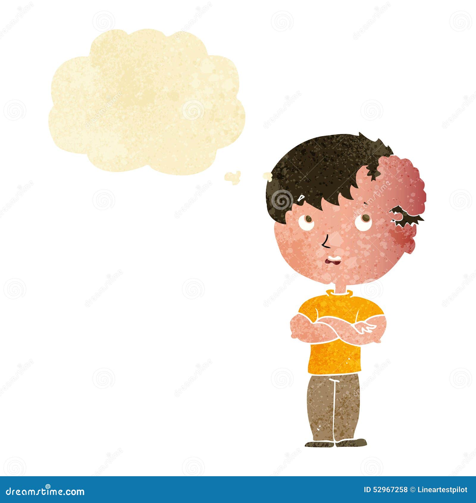 Cartoon Boy with Growth on Head with Thought Bubble Stock Illustration ...