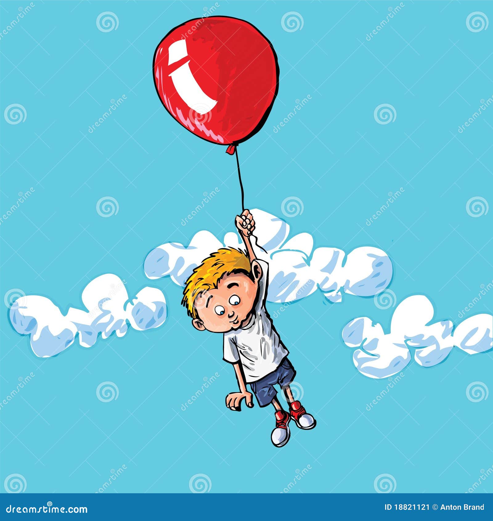 Cartoon of a Boy Hanging Onto Stock Vector - Illustration of wonderland ...
