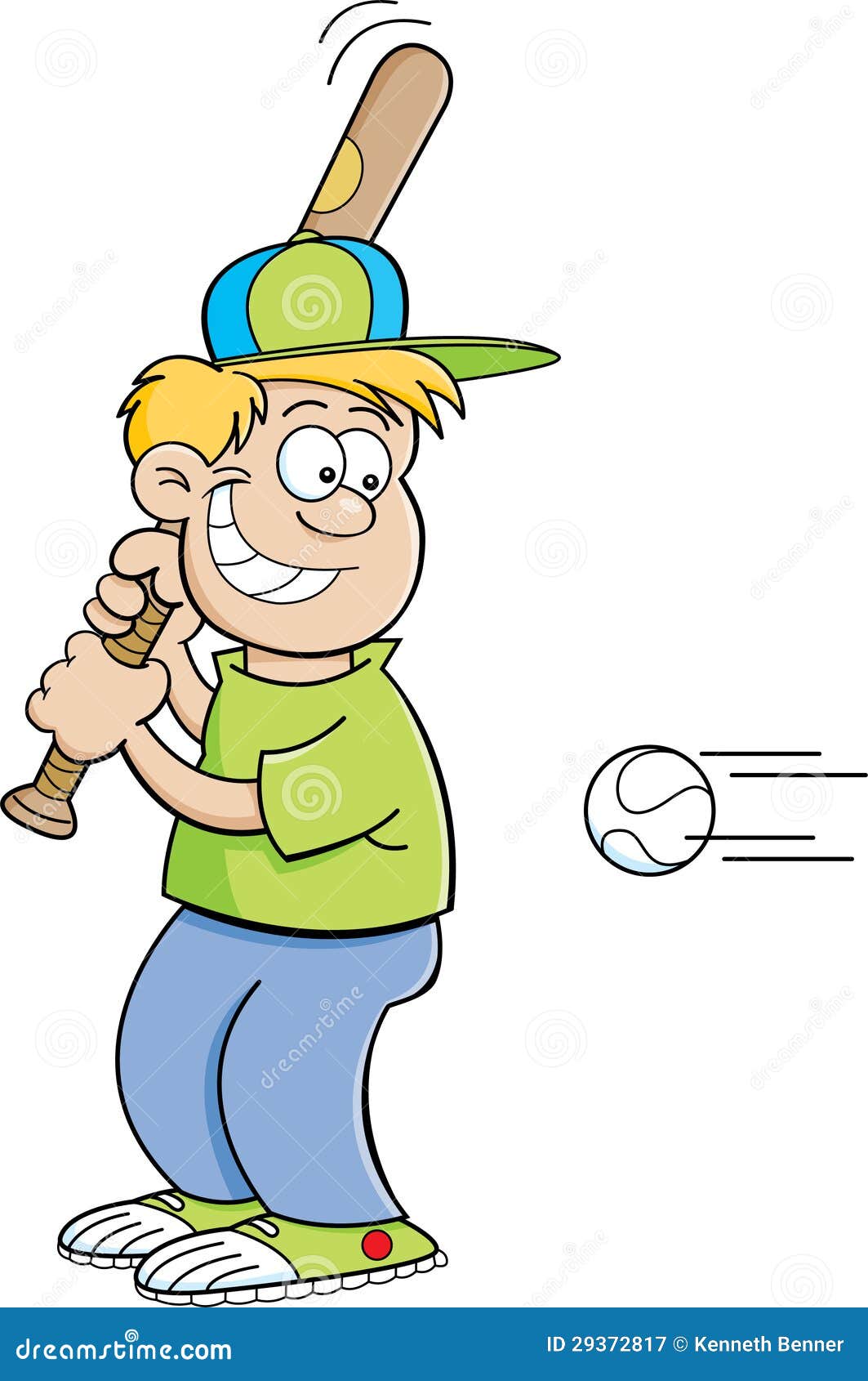 Cartoon Boy Hitting a Baseball Stock Vector - Illustration of ...