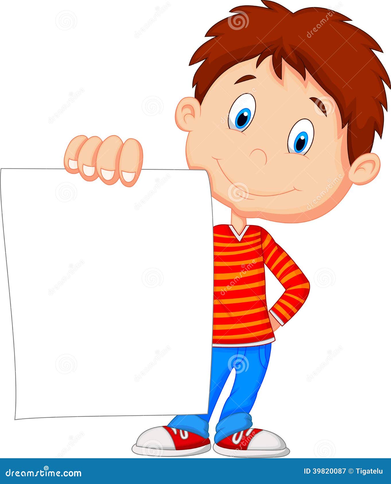 Cartoon Boy Holding Blank Paper | CartoonDealer.com #39820087