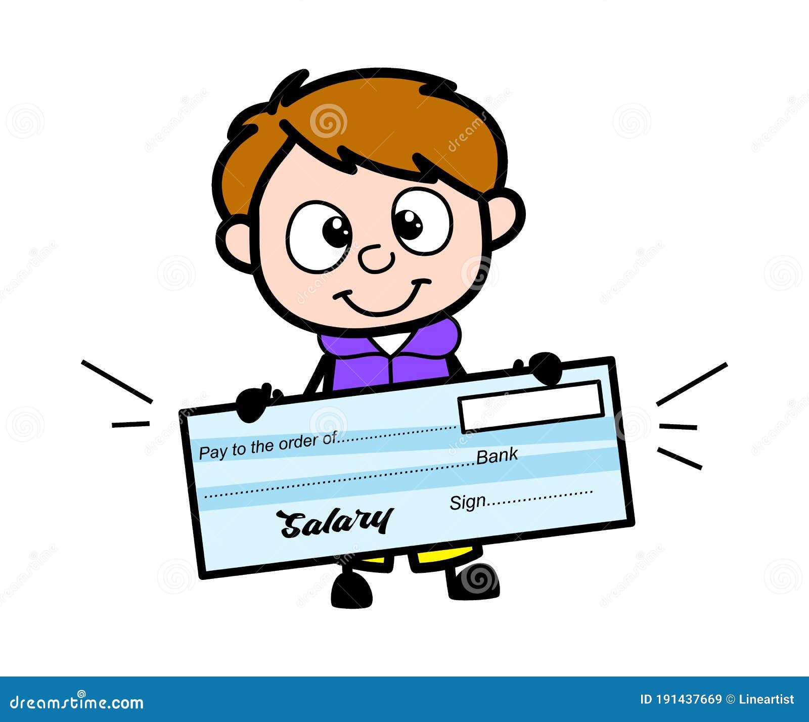 Cartoon Boy Holding Paycheck Stock Illustration - Illustration of bribe ...