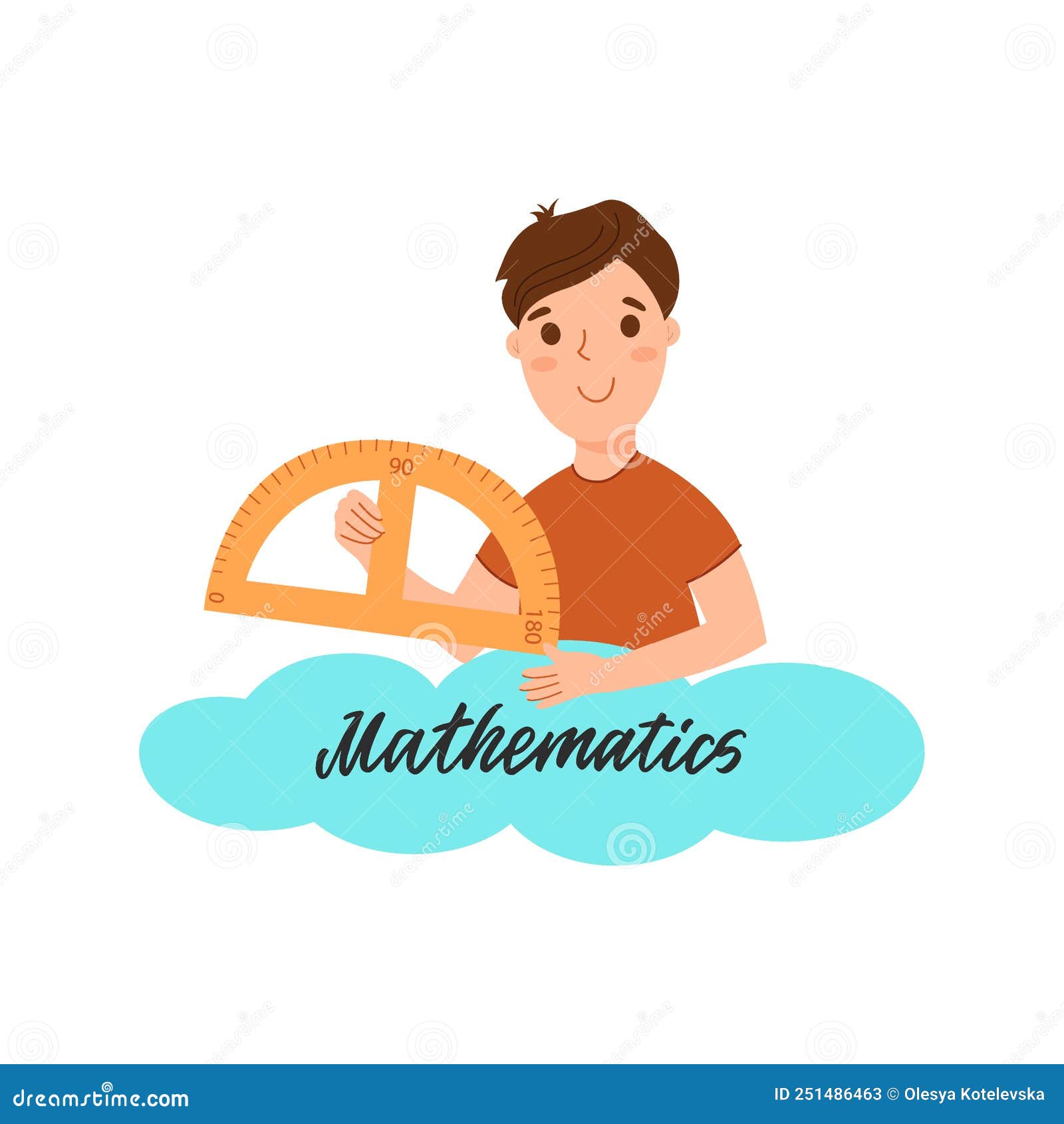 This Is A Cartoon Boy Holding A Ruler In Math Class. Mathematics ...