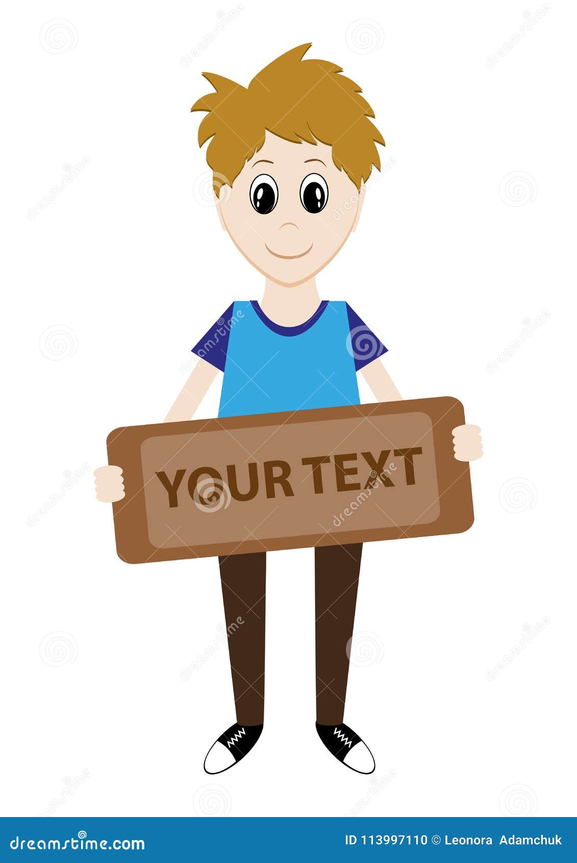 Cartoon Boy Holding a Sign for Your Text. Stock Illustration ...