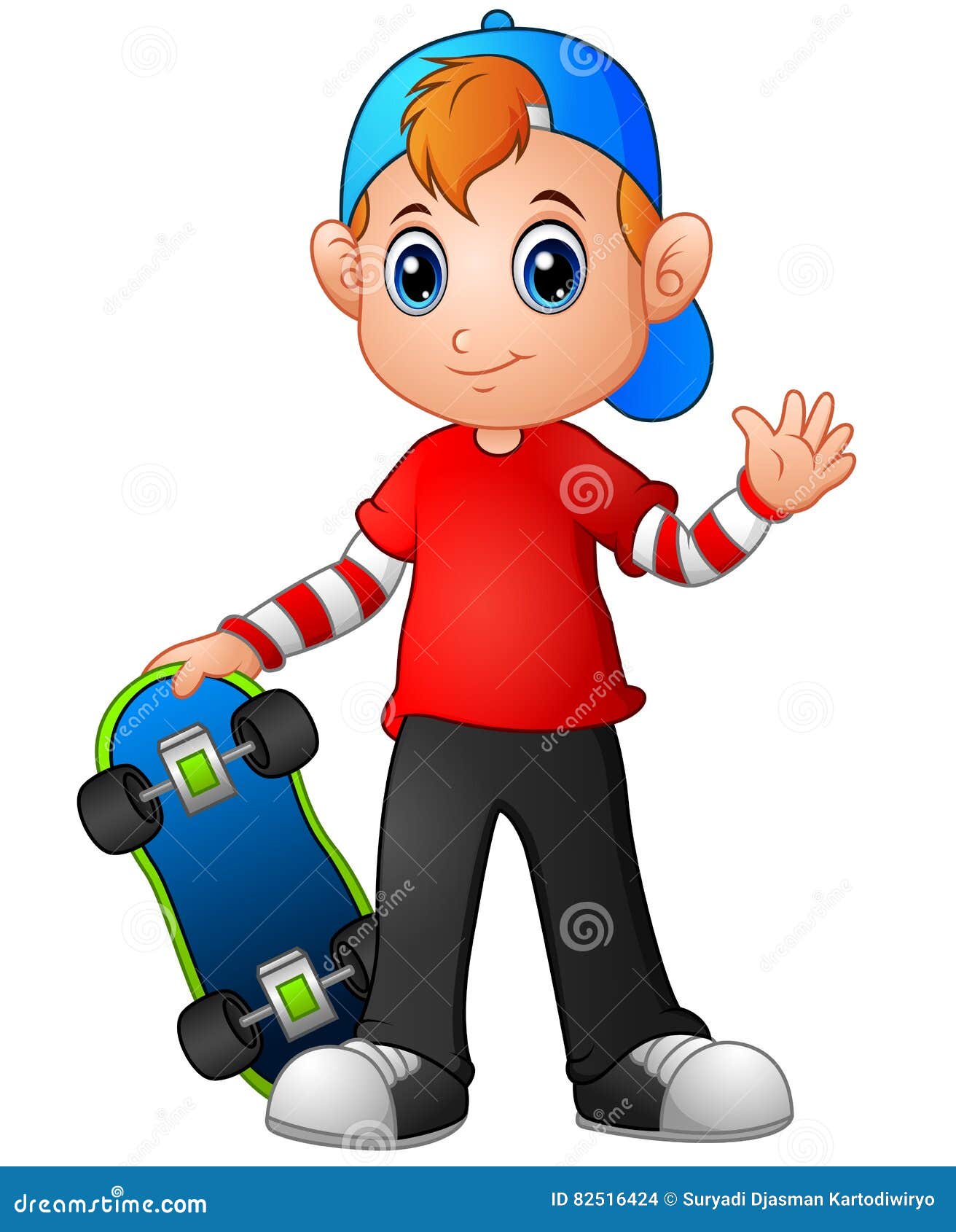 Cartoon Boy Holding Skateboard Stock Vector - Illustration of cool ...