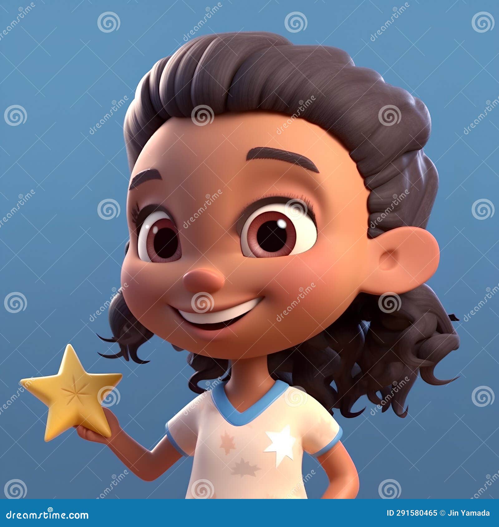 Cartoon Boy Holding a Star in His Hand, 3d Render Stock Illustration ...