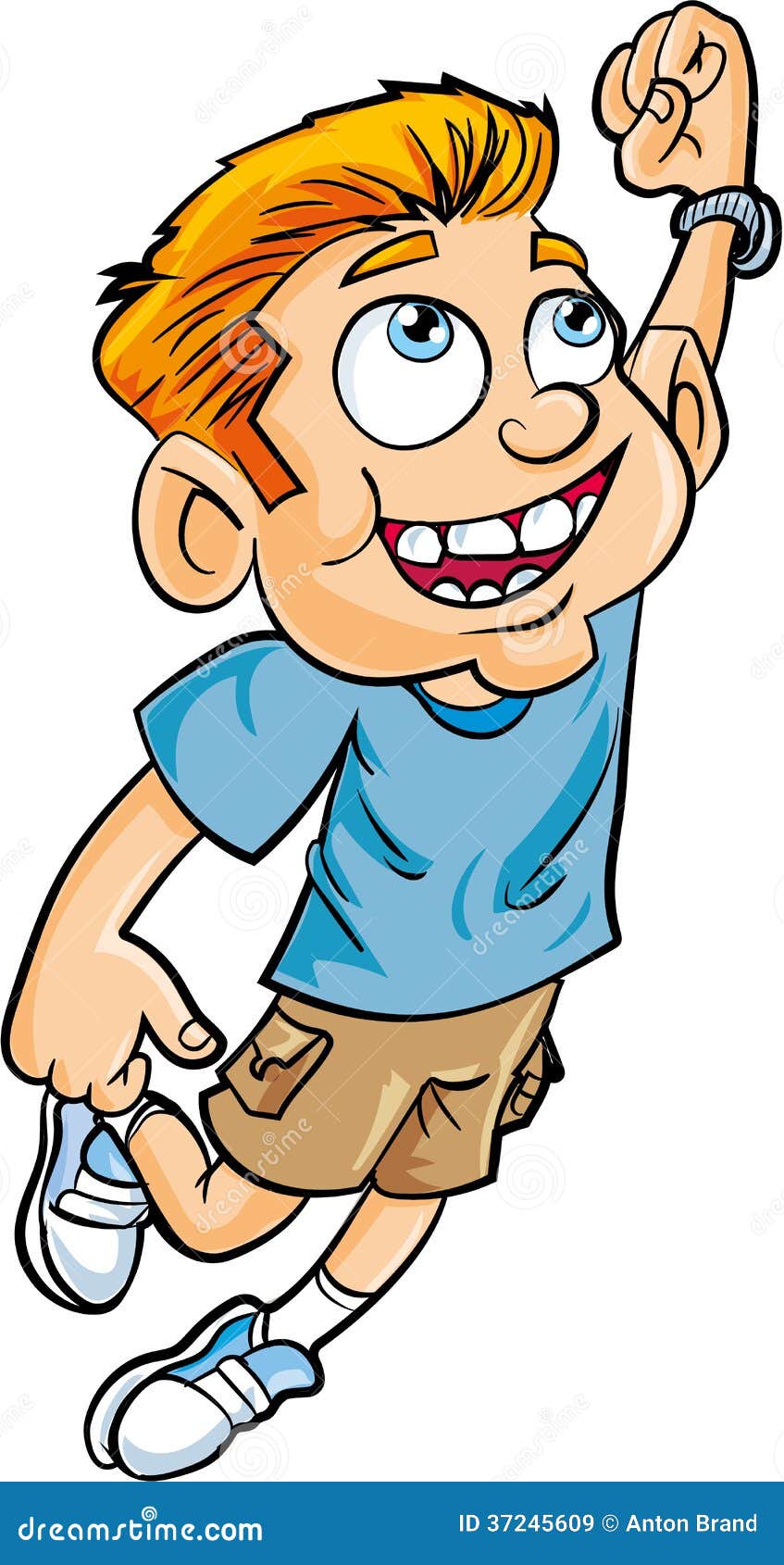 Cartoon Boy Jumping Up Wanting To Fly Stock Illustration - Illustration ...