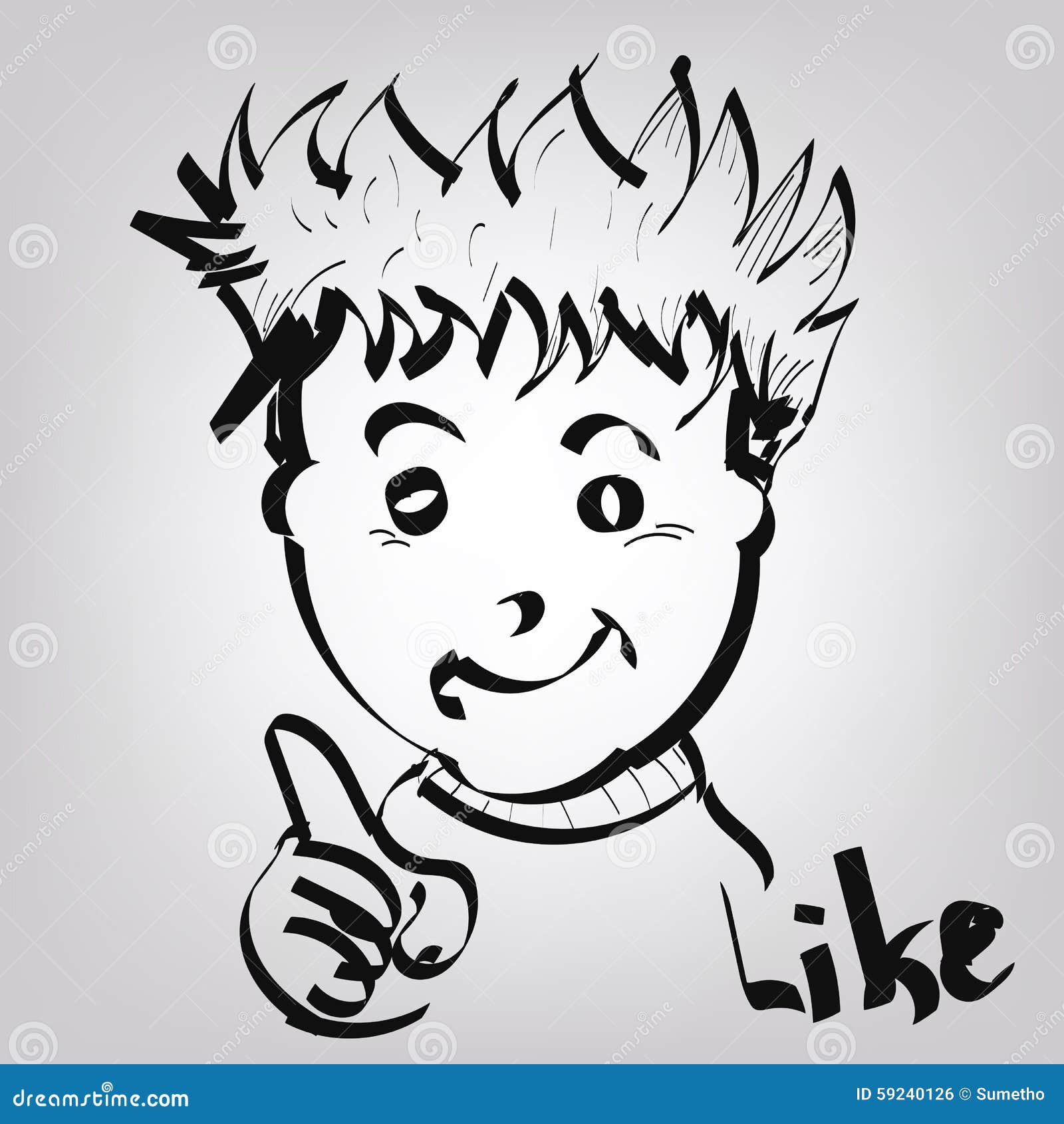 Cartoon boy like stock vector. Illustration of emotion - 59240126