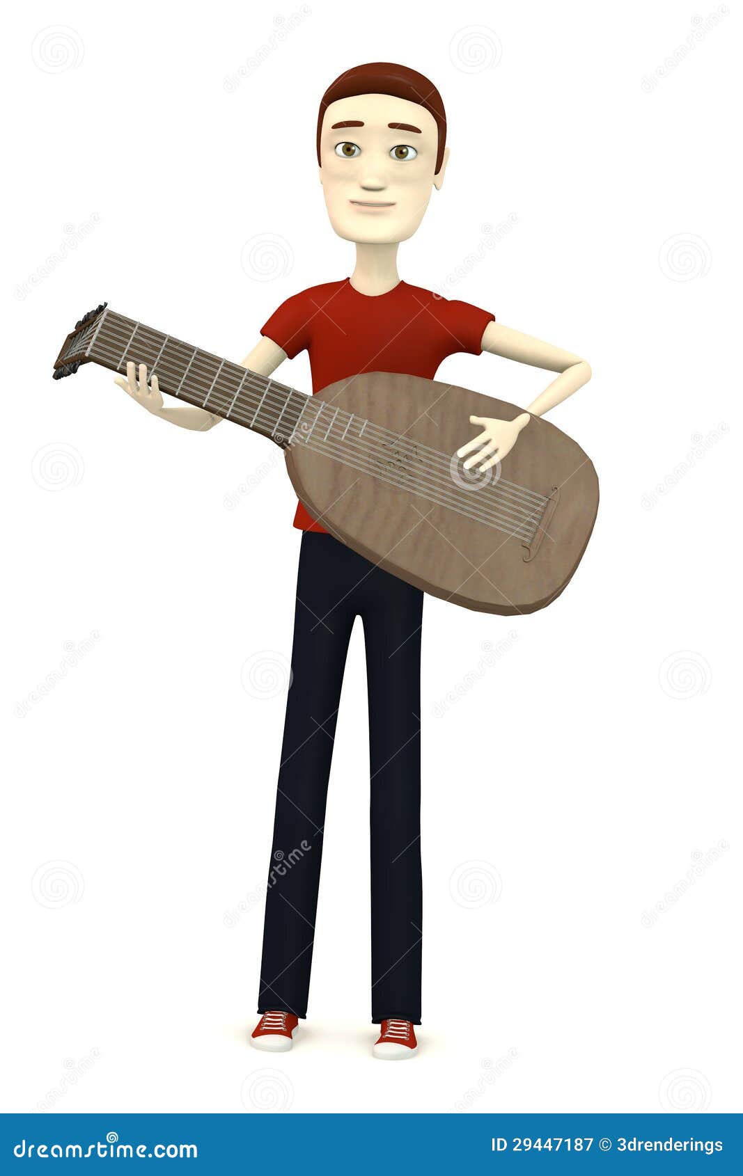 Cartoon boy with lute stock illustration. Illustration of clothes ...