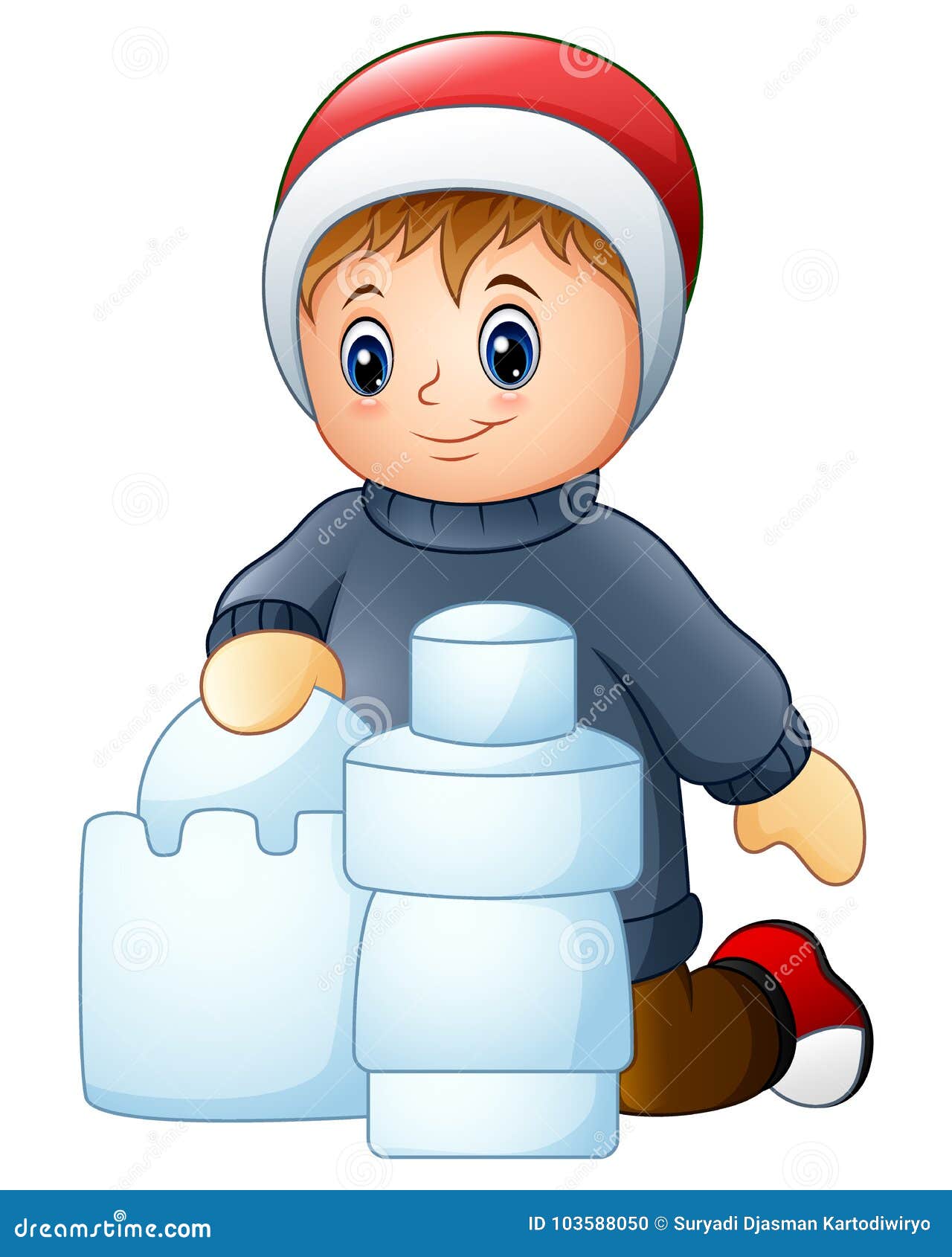 Cartoon Boy Making Snow Building Stock Vector - Illustration of cartoon ...