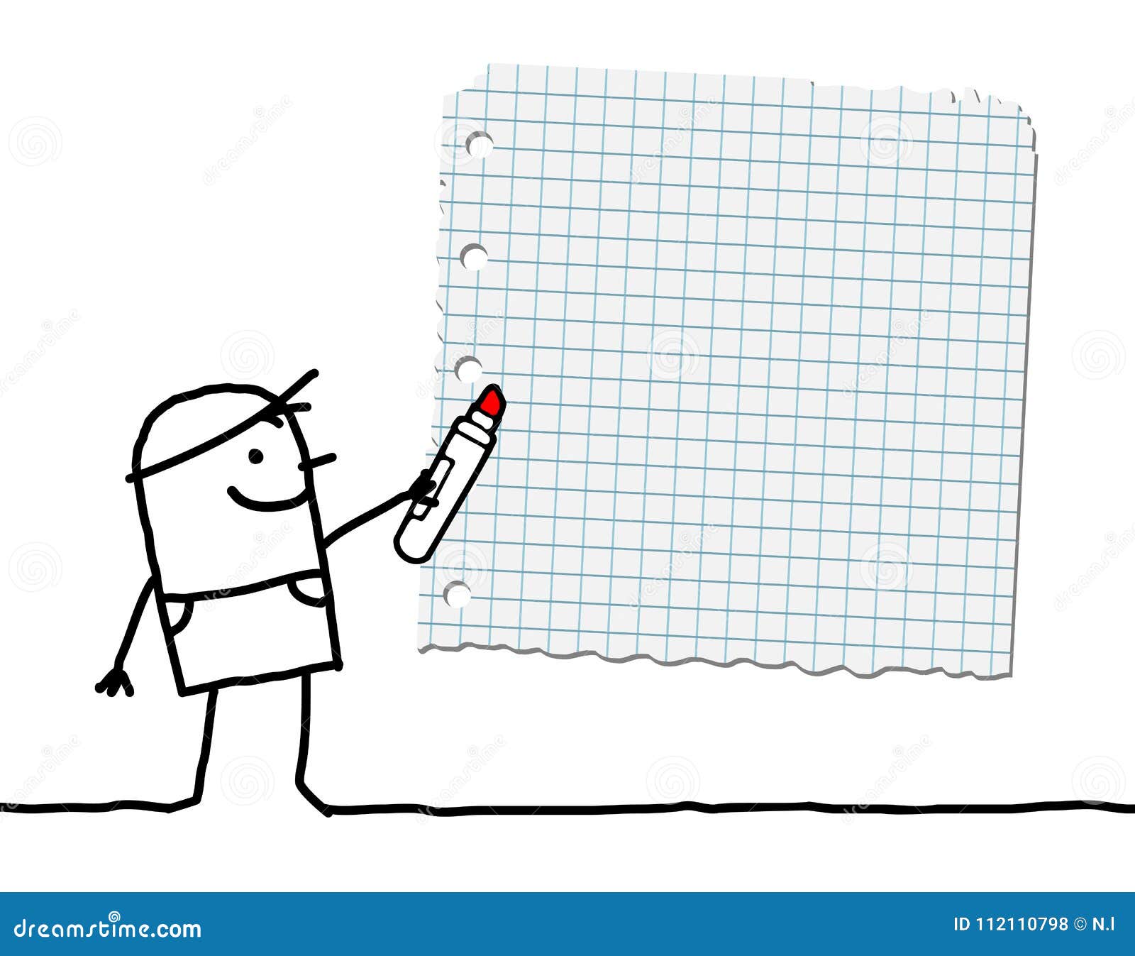 Cartoon Boy with Marker and Blank School Paper Stock Vector ...