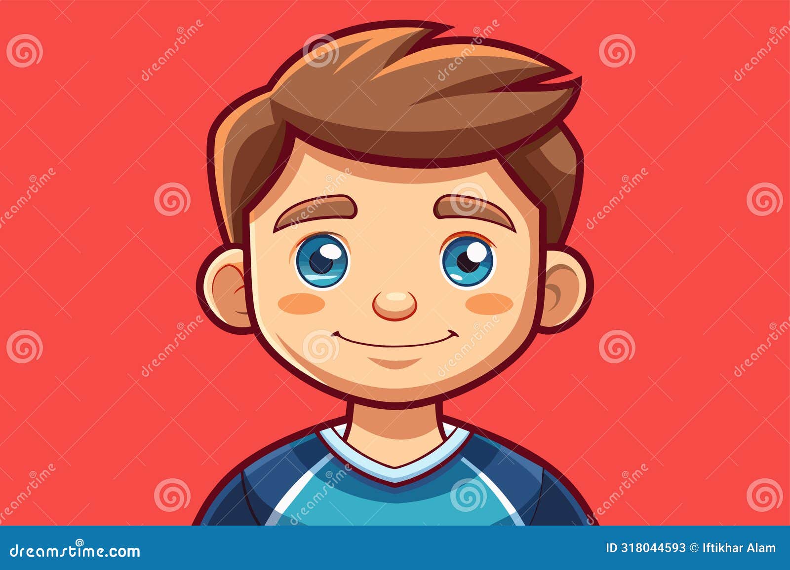 A Cartoon Boy with a Mischievous Smirk on His Face, No Data ...