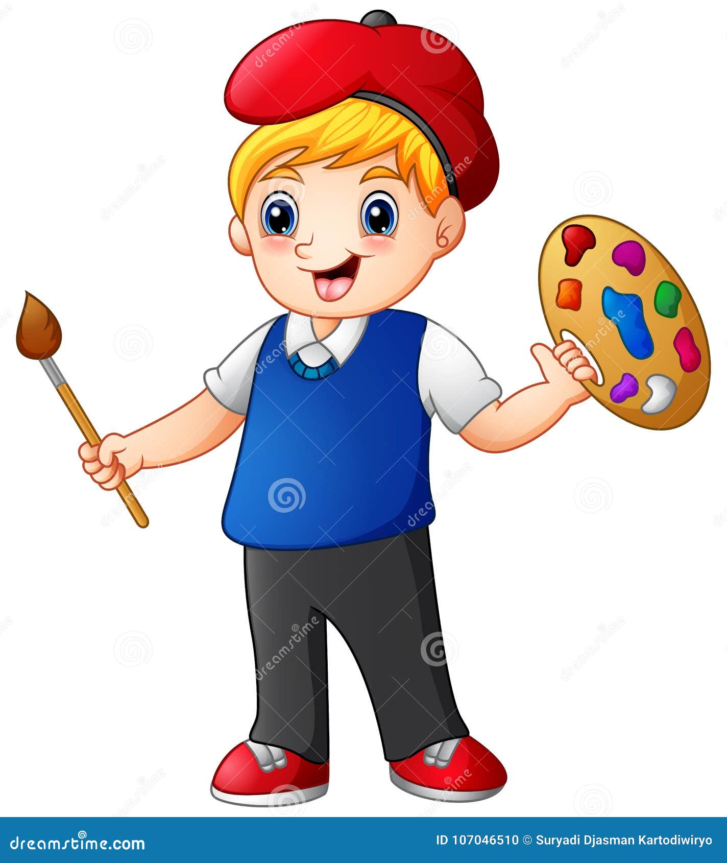 Cartoon boy painting stock vector. Illustration of activity - 107046510