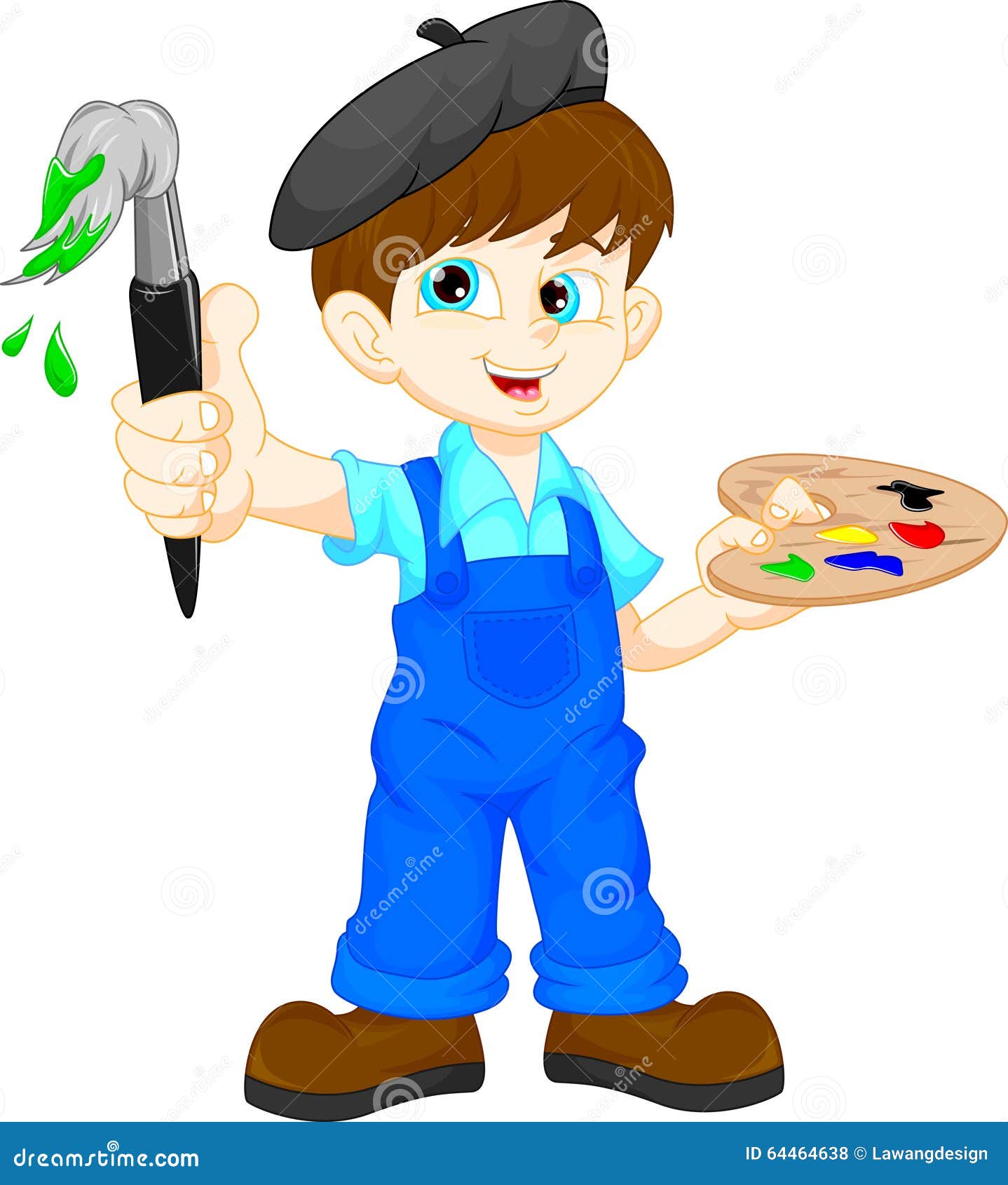 Cartoon boy painting stock vector. Illustration of character - 64464638