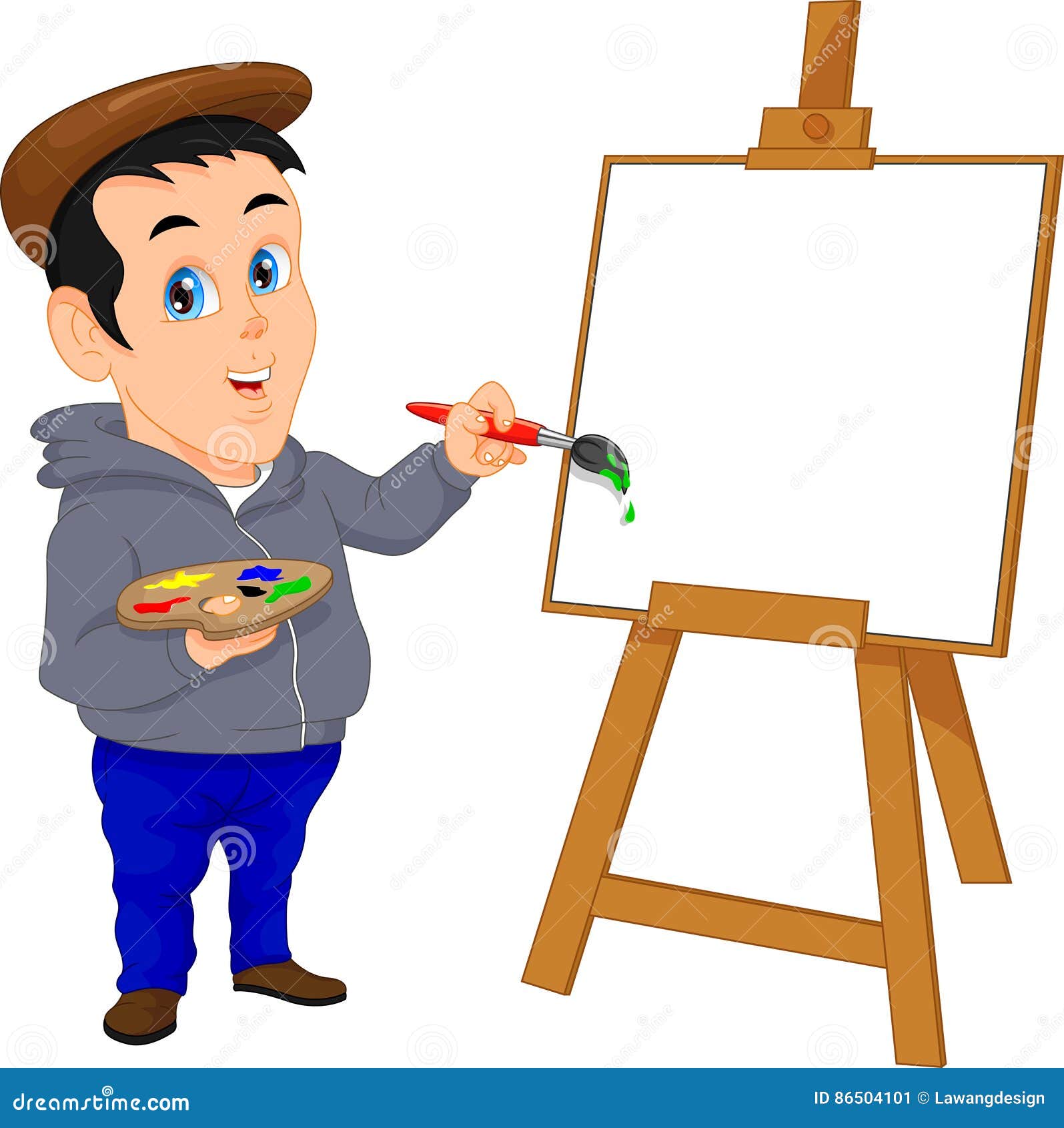 Cartoon boy painting stock vector. Illustration of hand - 86504101