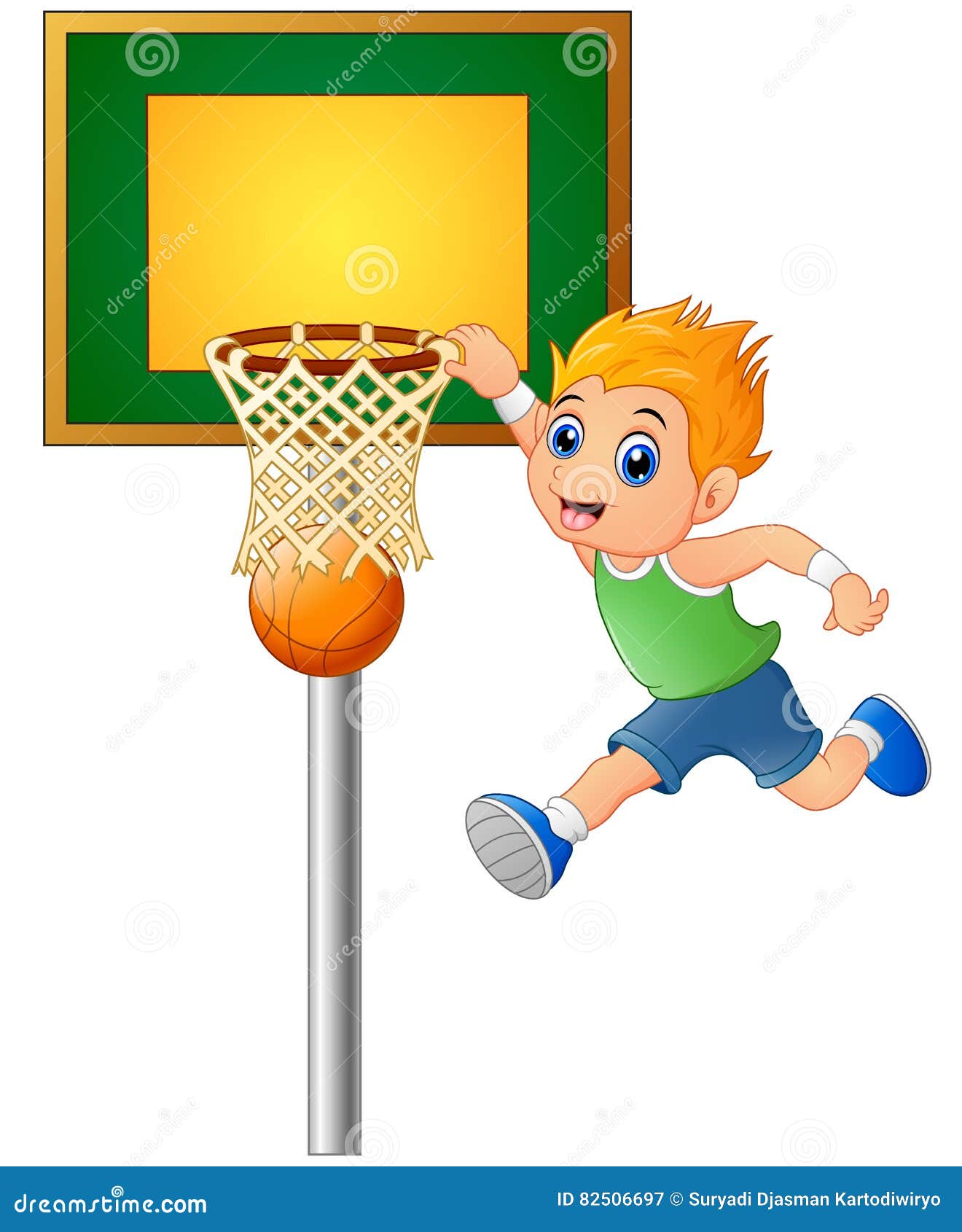 Cartoon Boy Playing Basketball Stock Vector - Illustration of little ...