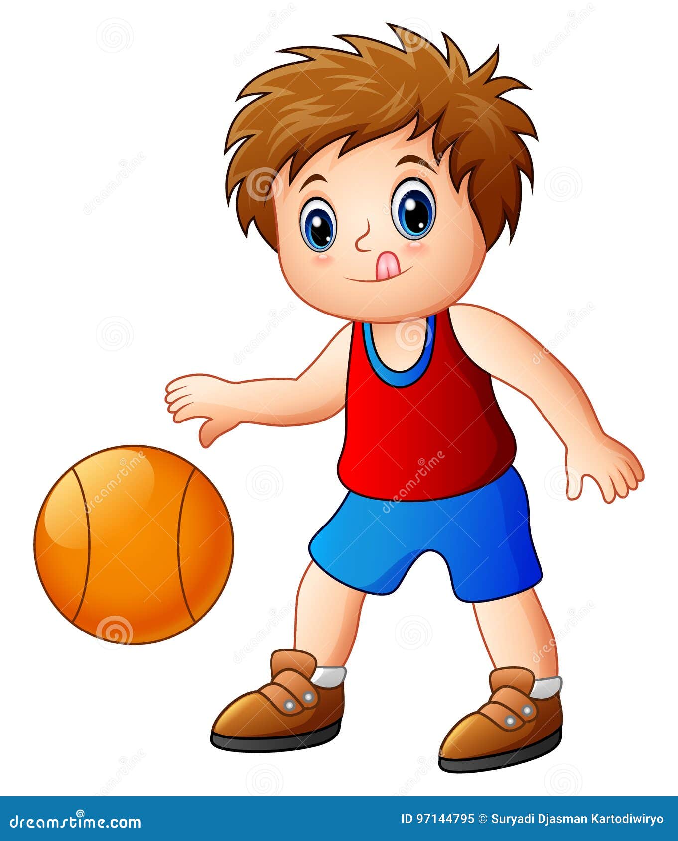 Cartoon Boy Playing Basketball Stock Vector - Illustration of ...