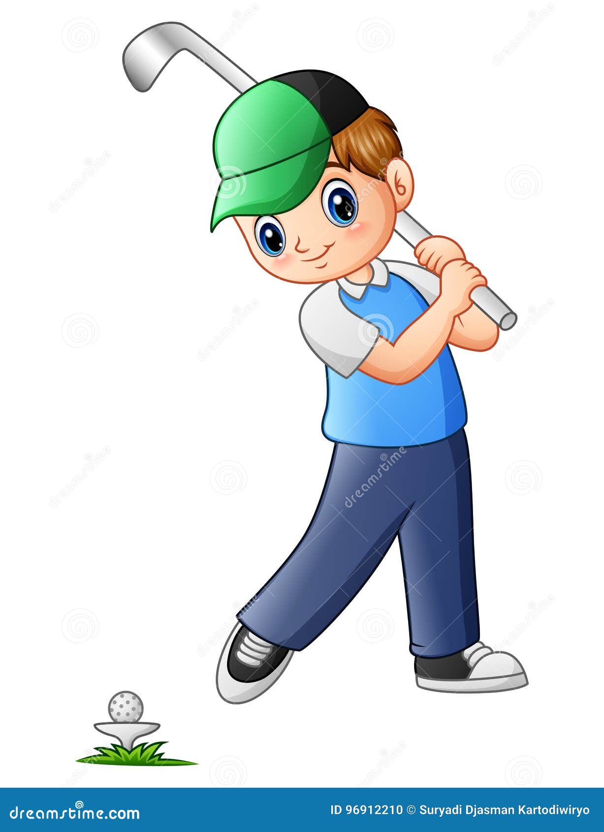 Cartoon boy playing golf stock vector. Illustration of cartoon - 96912210