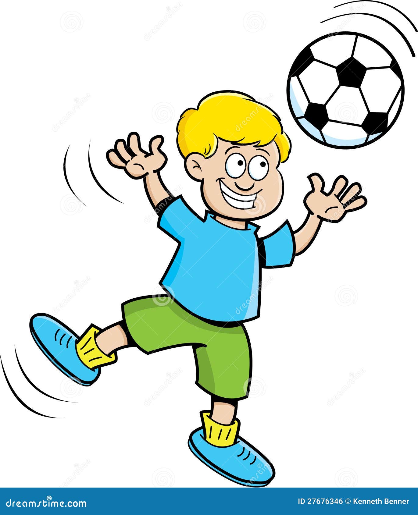 Cartoon boy playing soccer stock vector. Illustration of ball - 27676346