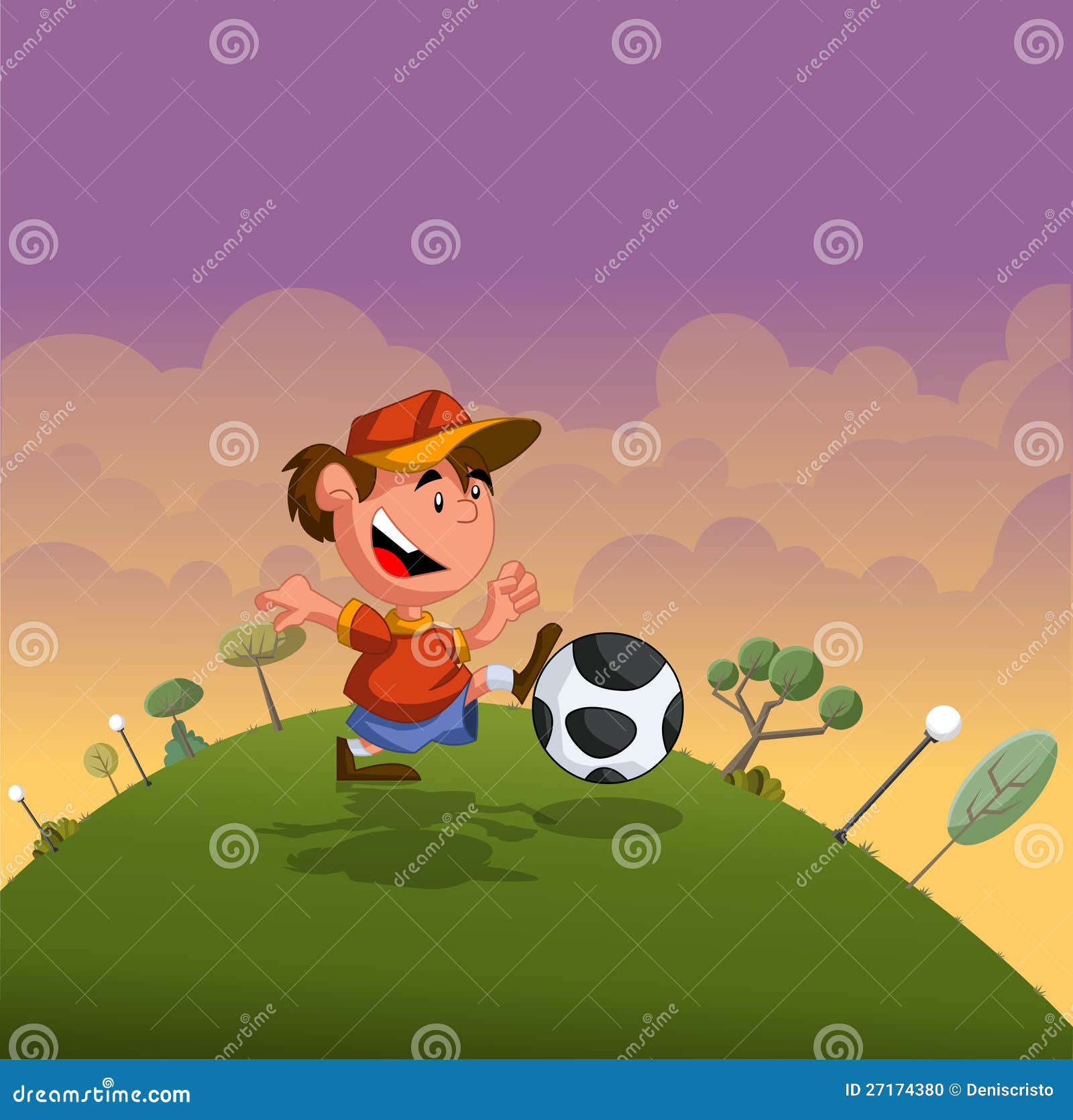 Cartoon Boy Playing with Soccer Ball Stock Vector - Illustration of ...