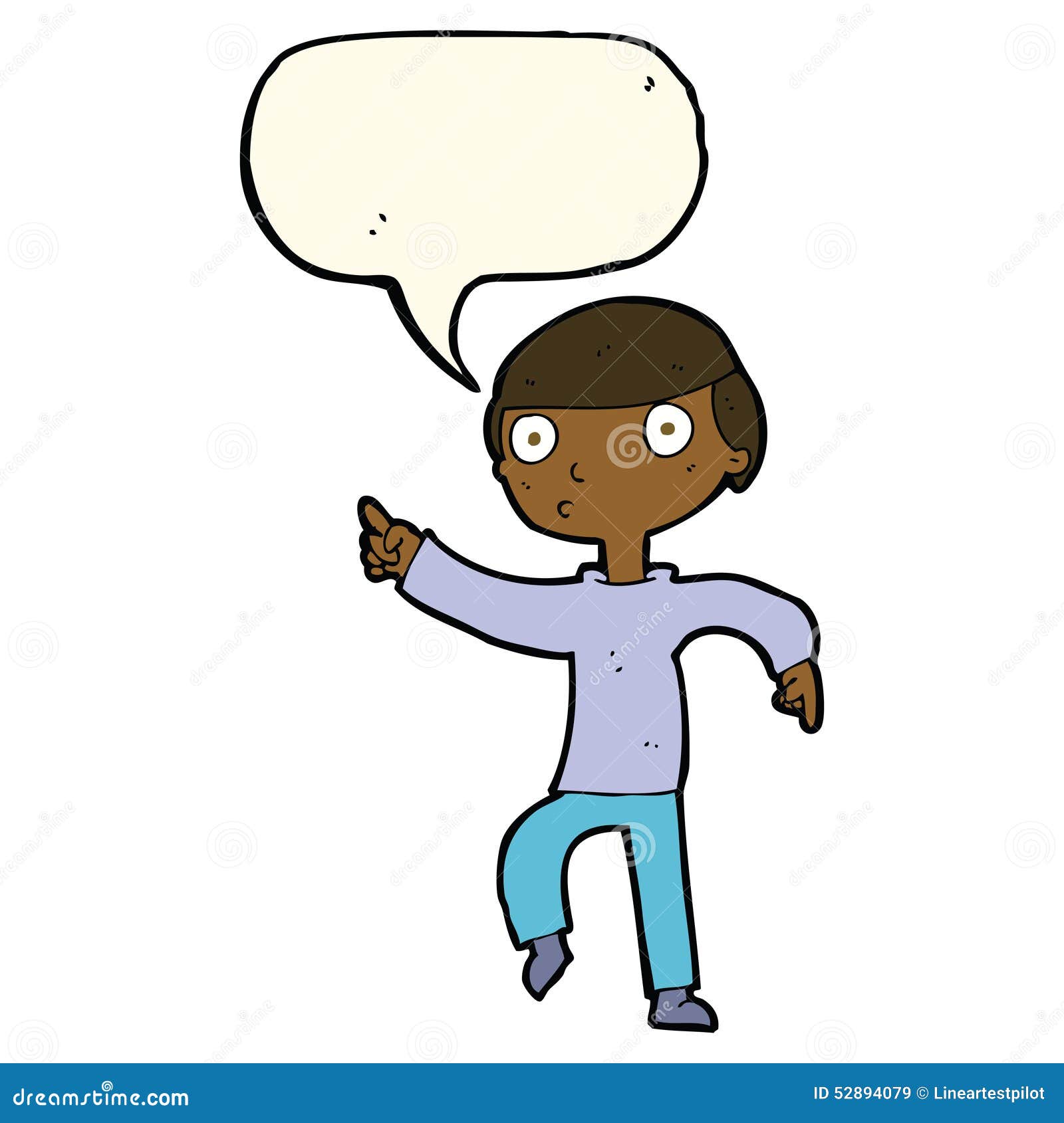Cartoon Boy Pointing with Speech Bubble Stock Illustration ...