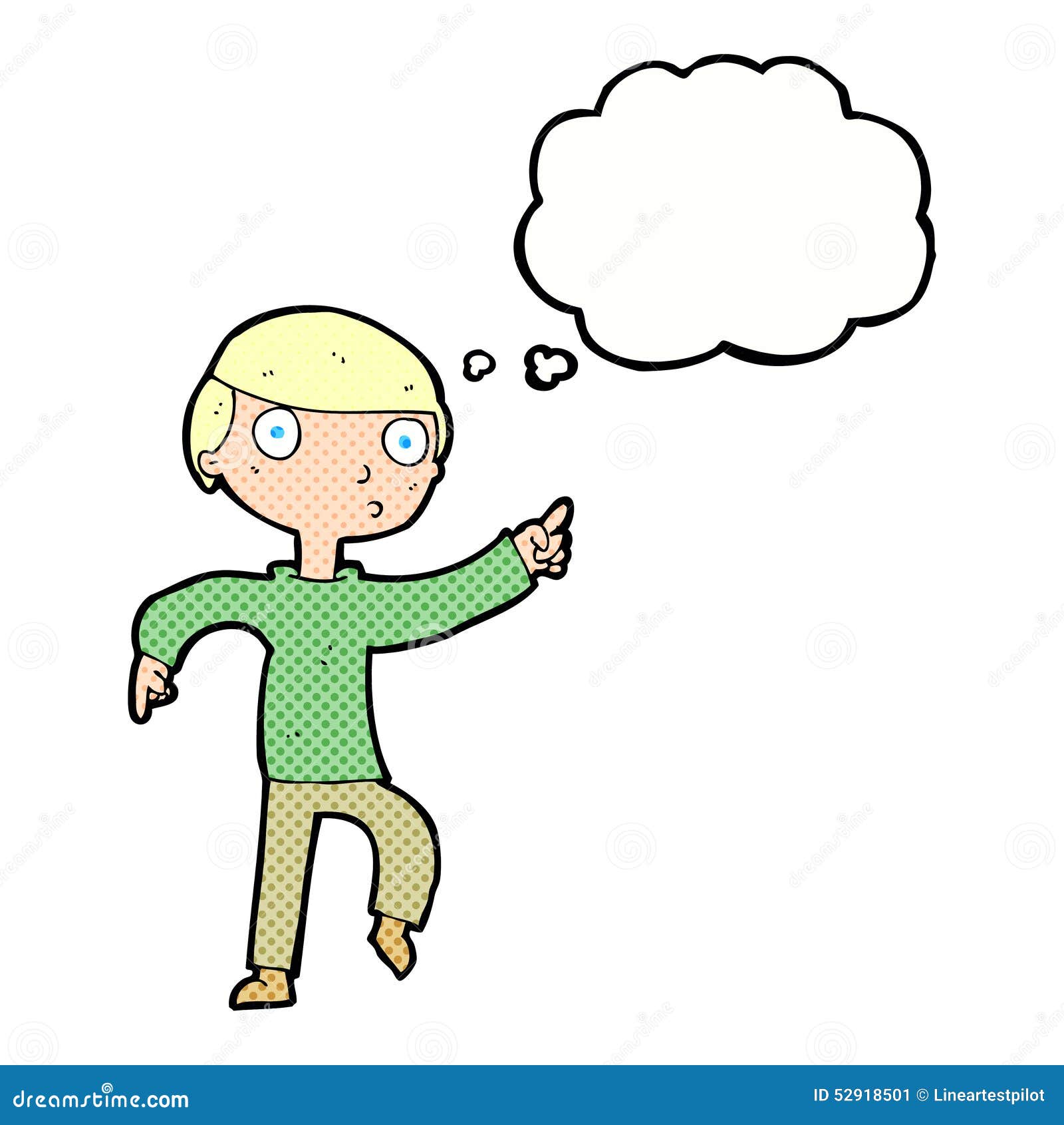 Cartoon Boy Pointing with Thought Bubble Stock Illustration ...