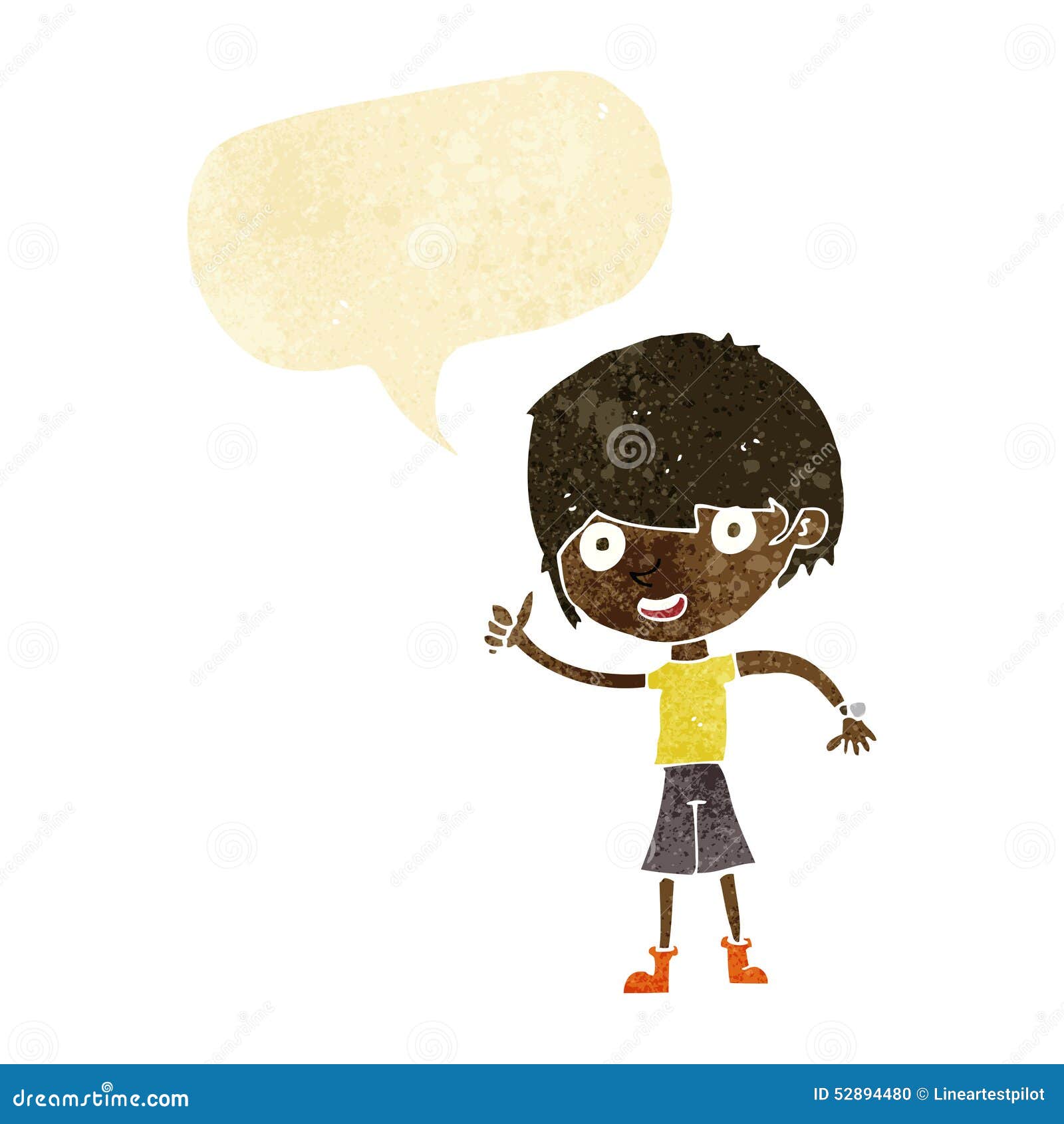 Cartoon Boy with Positive Attitude with Speech Bubble Stock ...