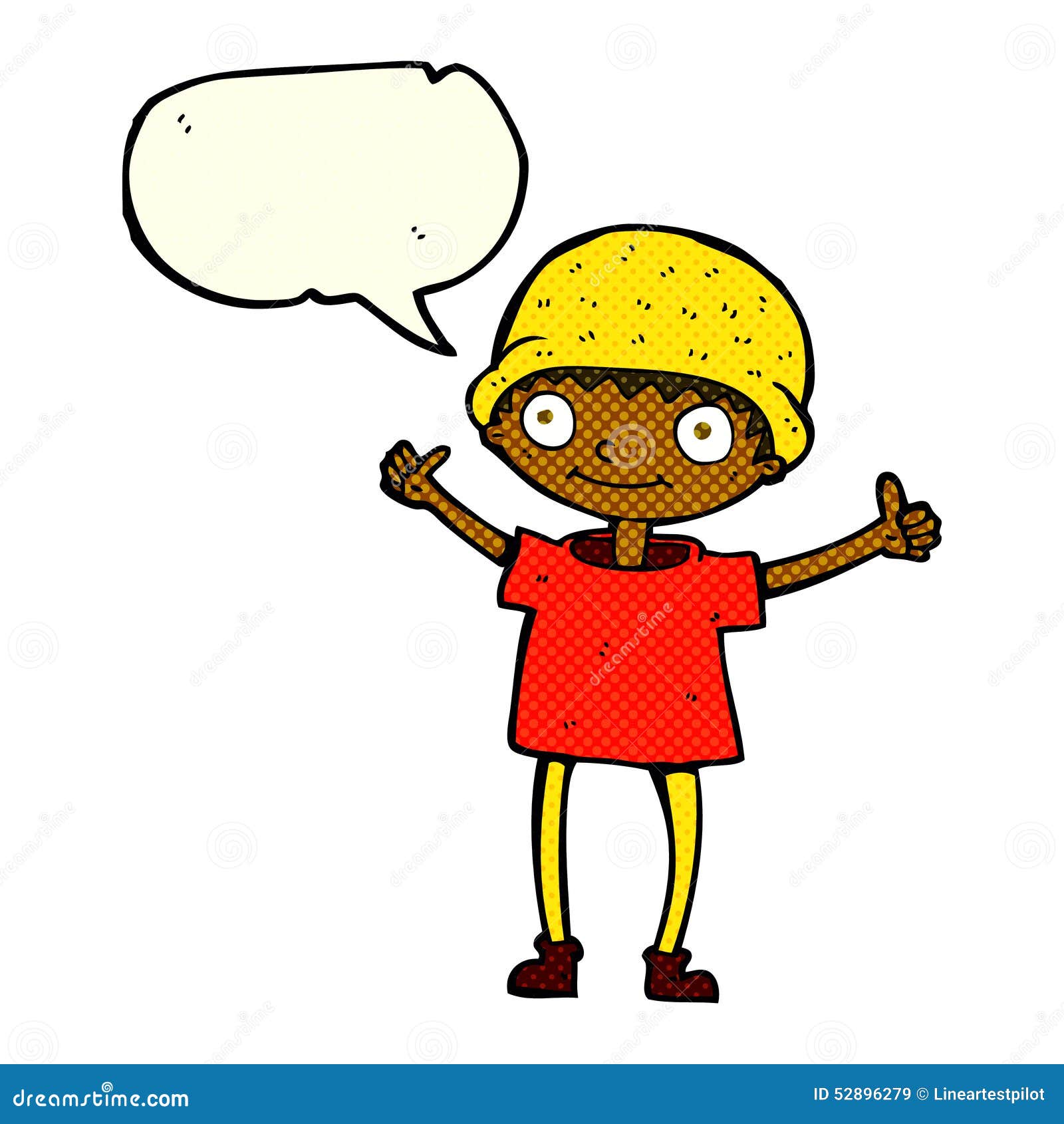 Cartoon Boy with Positive Attitude with Speech Bubble Stock ...