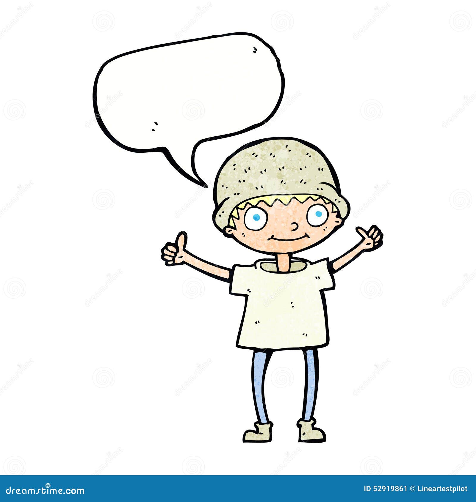 Cartoon Boy with Positive Attitude with Speech Bubble Stock ...