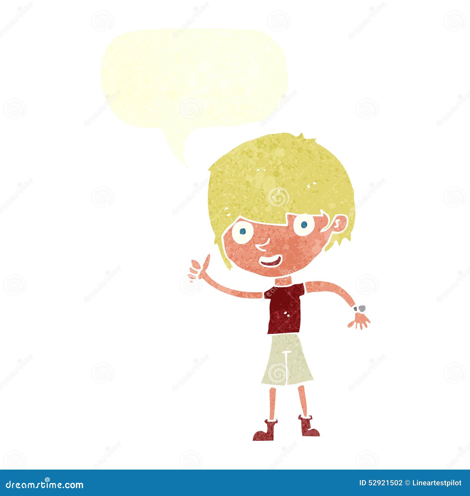 Cartoon Boy with Positive Attitude with Speech Bubble Stock ...