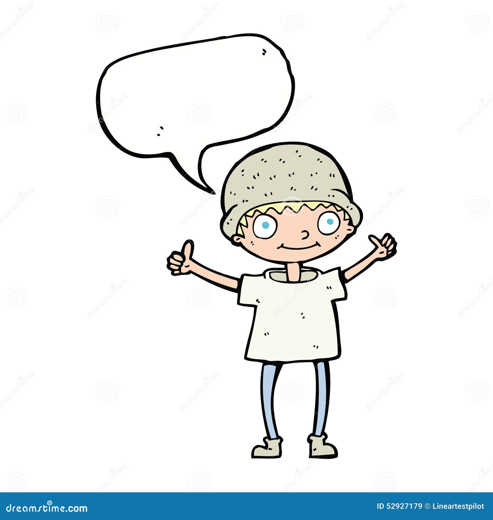 Cartoon Boy with Positive Attitude with Speech Bubble Stock ...